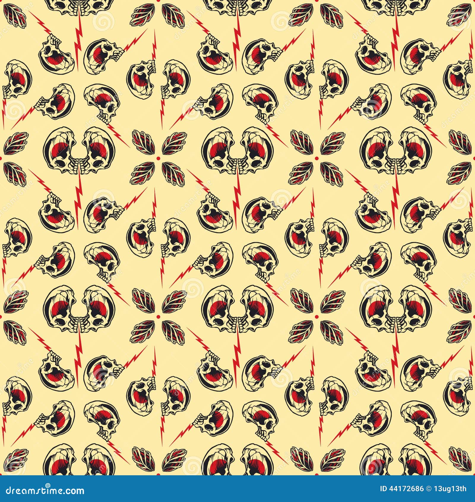 Tattoo seamless Pattern stock vector. Illustration of florid - 44172686