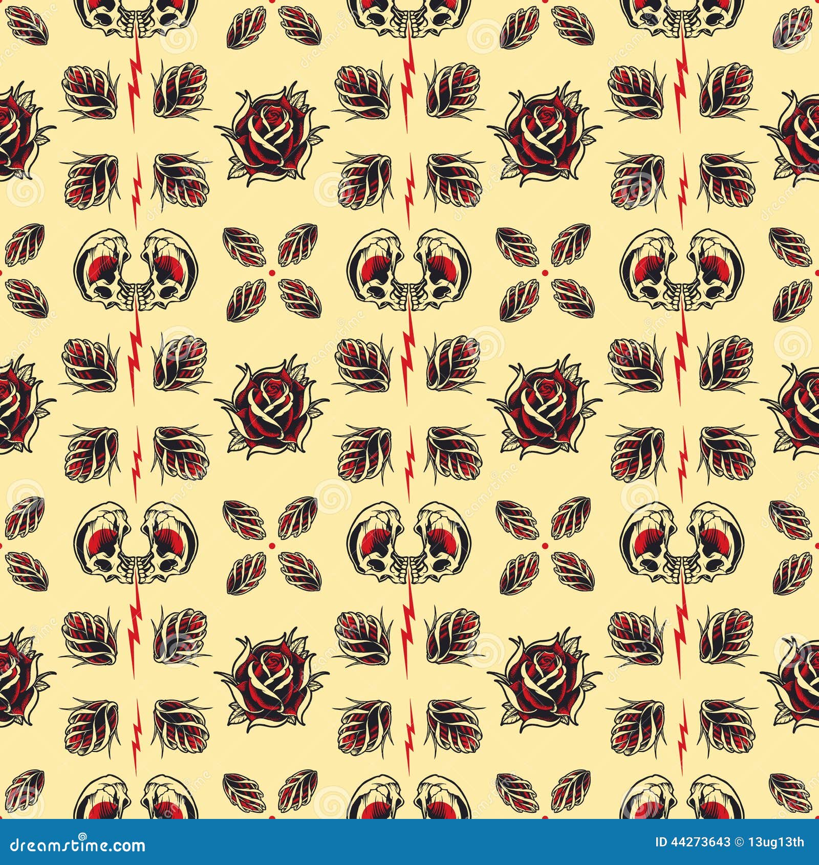 Tattoo seamless Pattern stock vector. Illustration of beautiful - 44273643