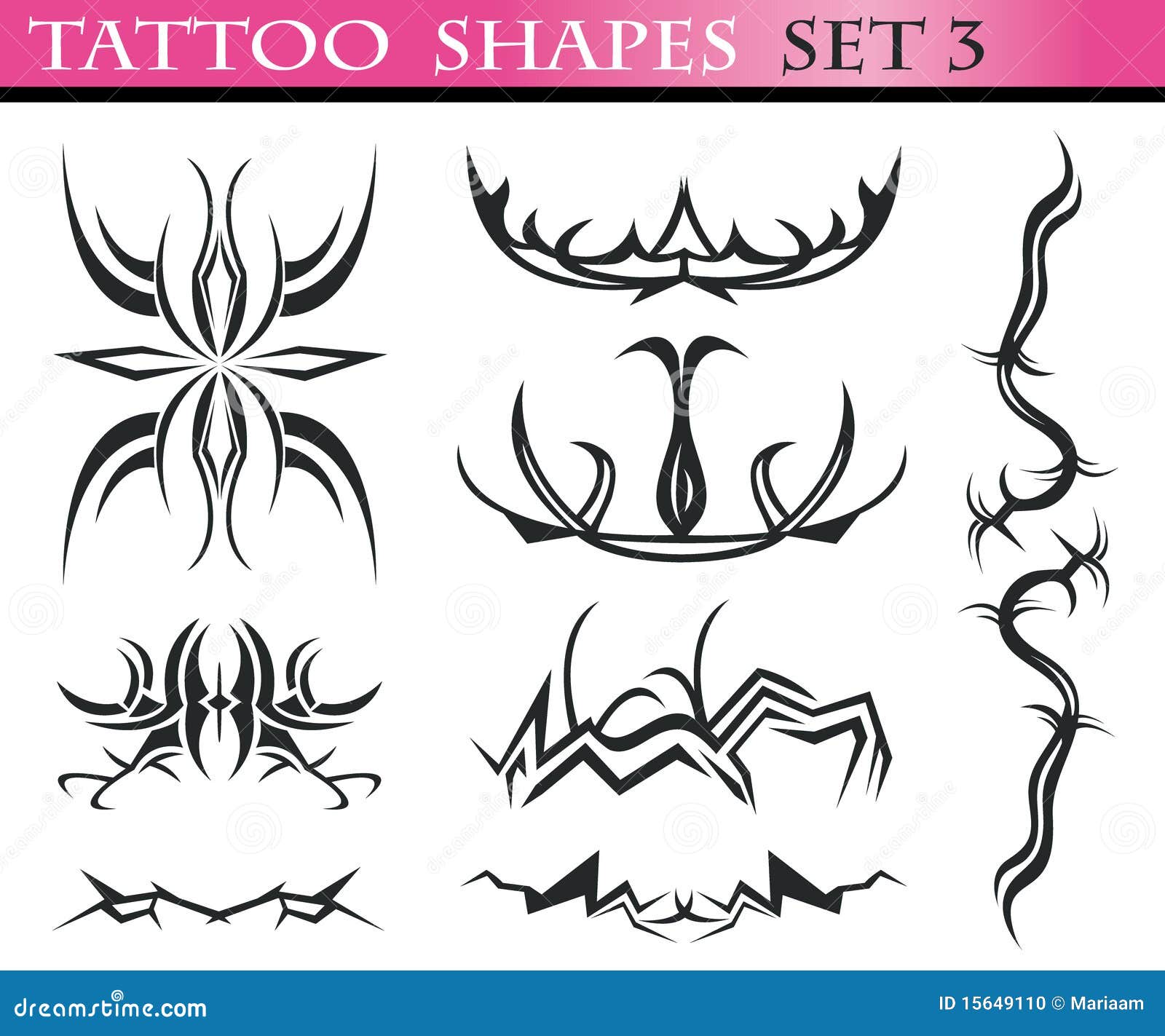 Tattoo shapes set 3 stock illustration. Illustration of tattoos - 15649110
