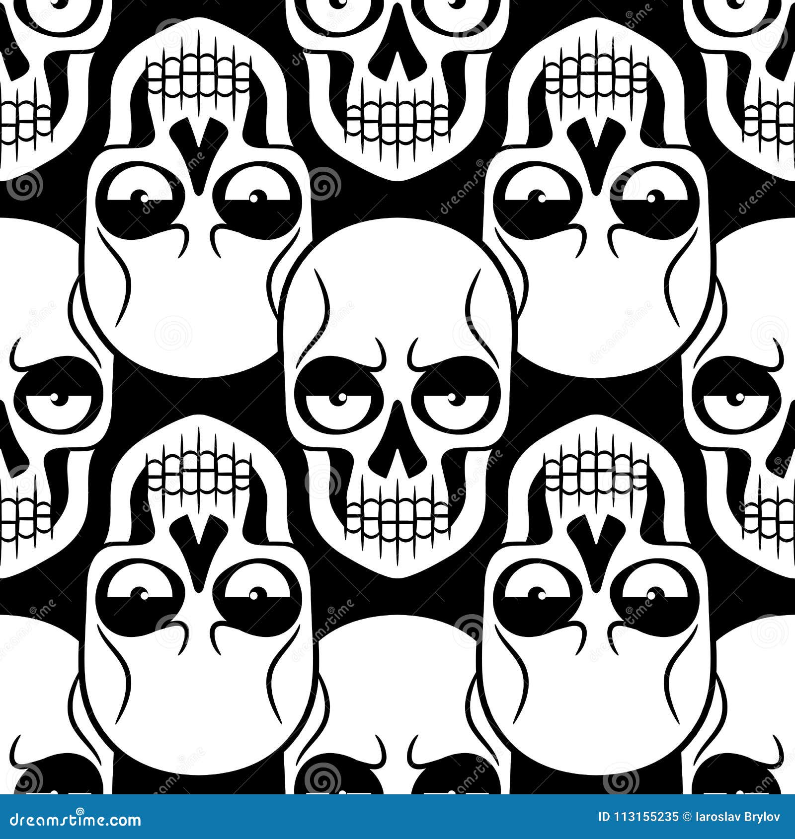 Tattoo Skull Seamless Pattern Stock Vector - Illustration of human ...