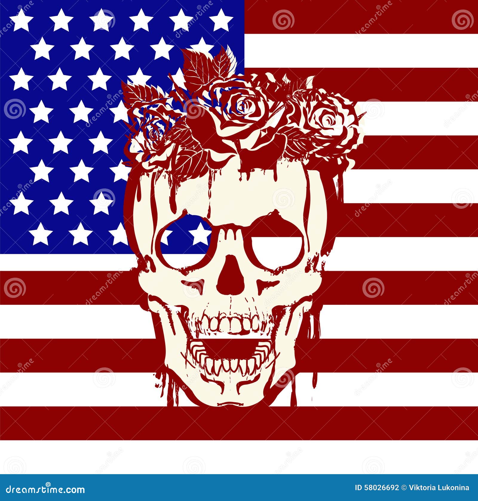 Tattoo skull stock vector. Illustration of flags, head - 58026692