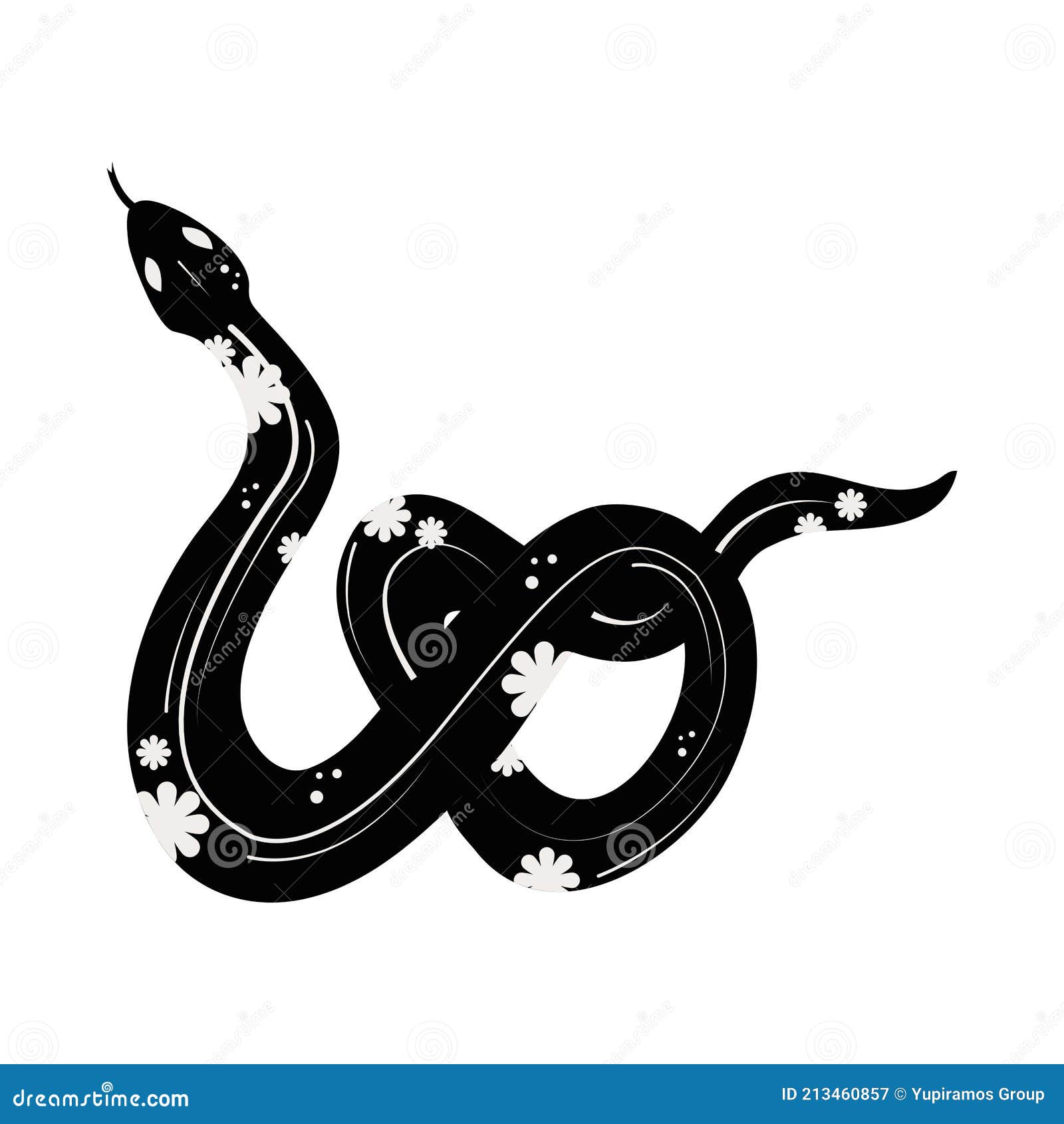 Snake And Floral Symbols On A White Background For Your Designs Cartoon ...