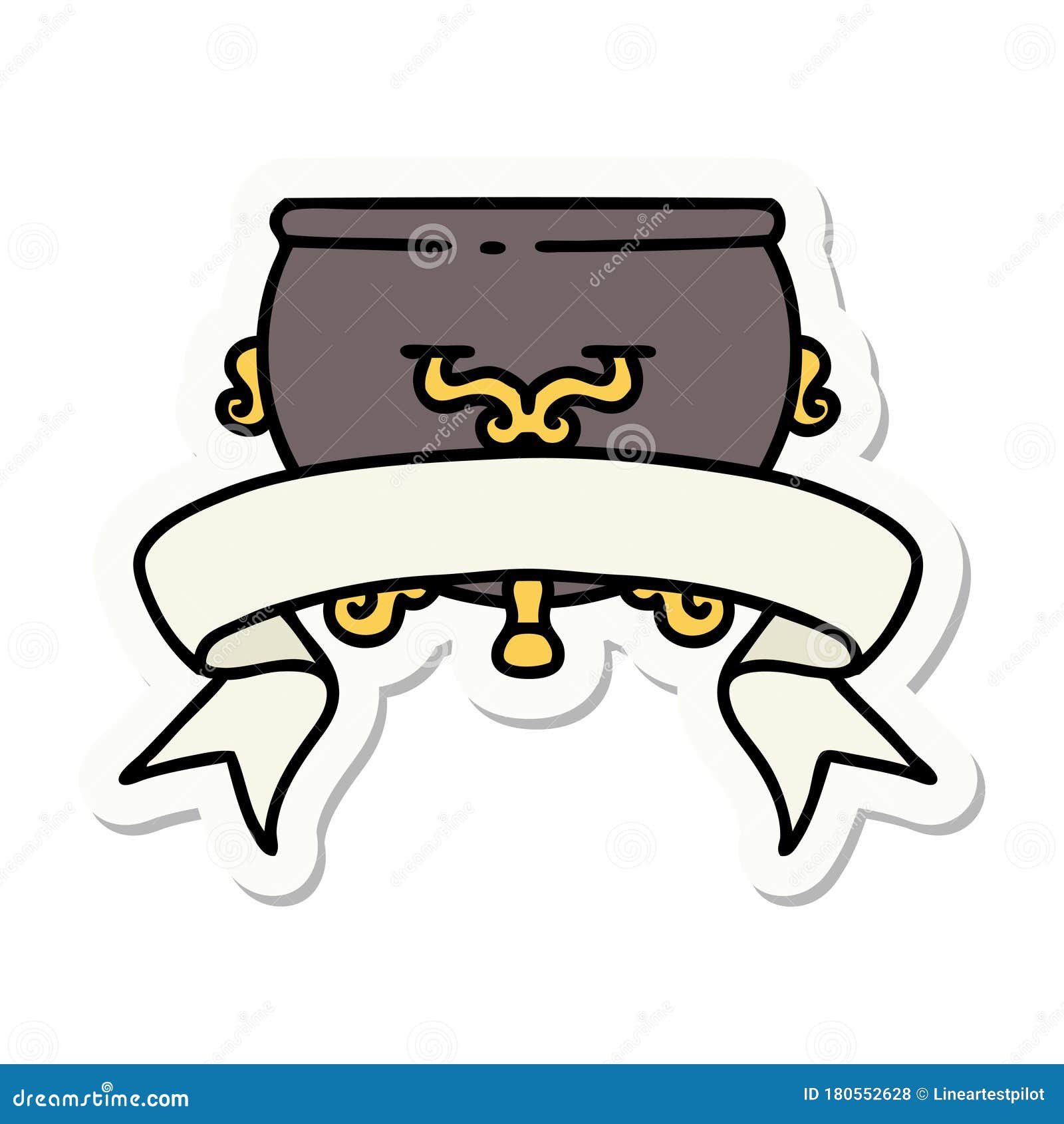 Tattoo Sticker with Banner of Cauldron Stock Vector - Illustration of ...