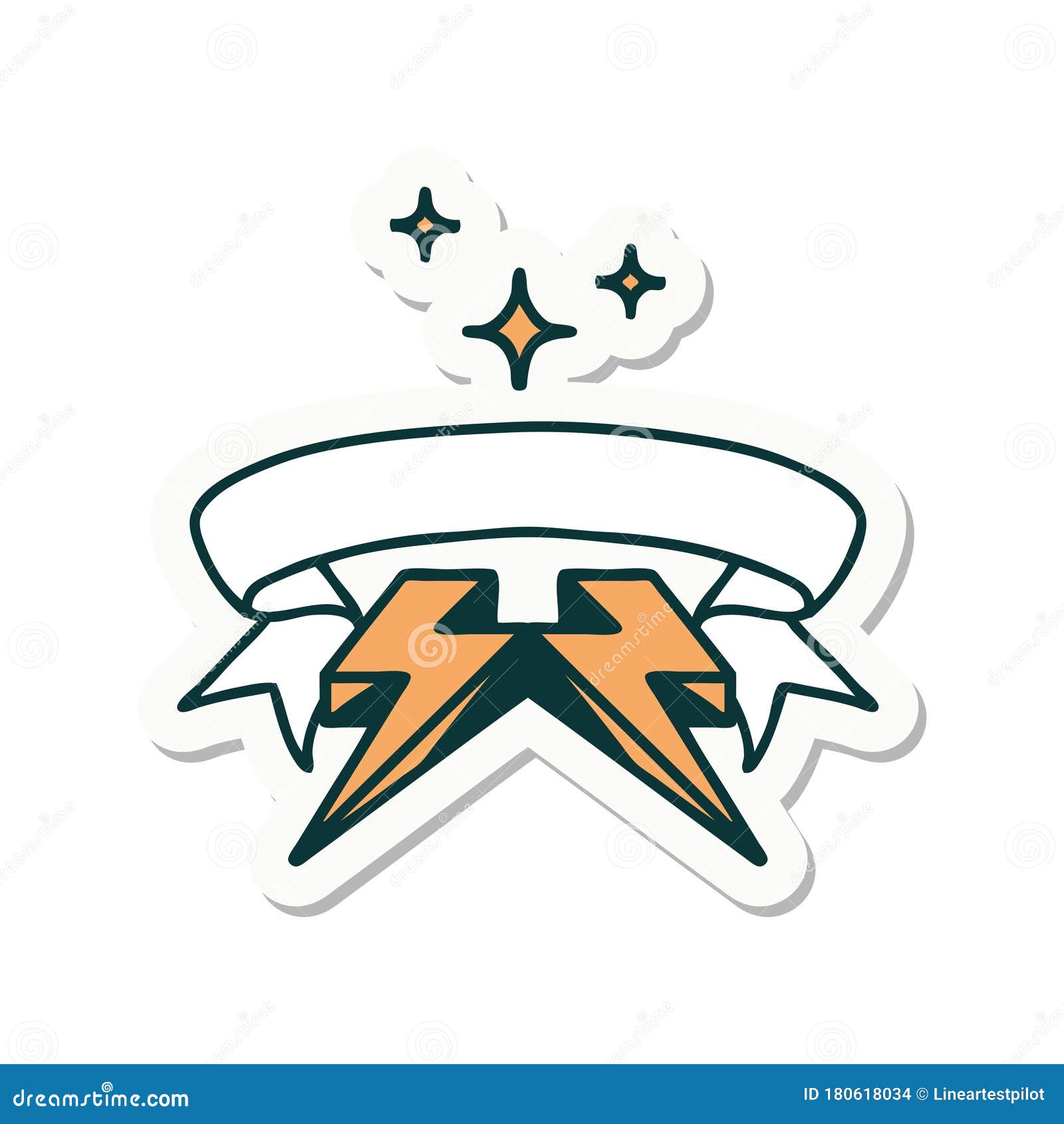 Tattoo Sticker with Banner of Lightning Bolt Stock Vector ...