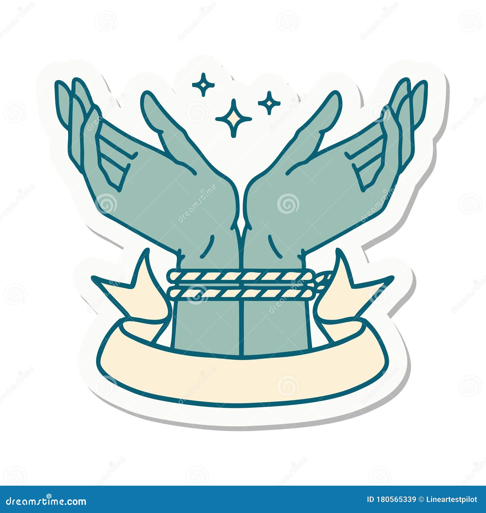 Tattoo Sticker with Banner of a Pair of Tied Hands Stock Vector ...