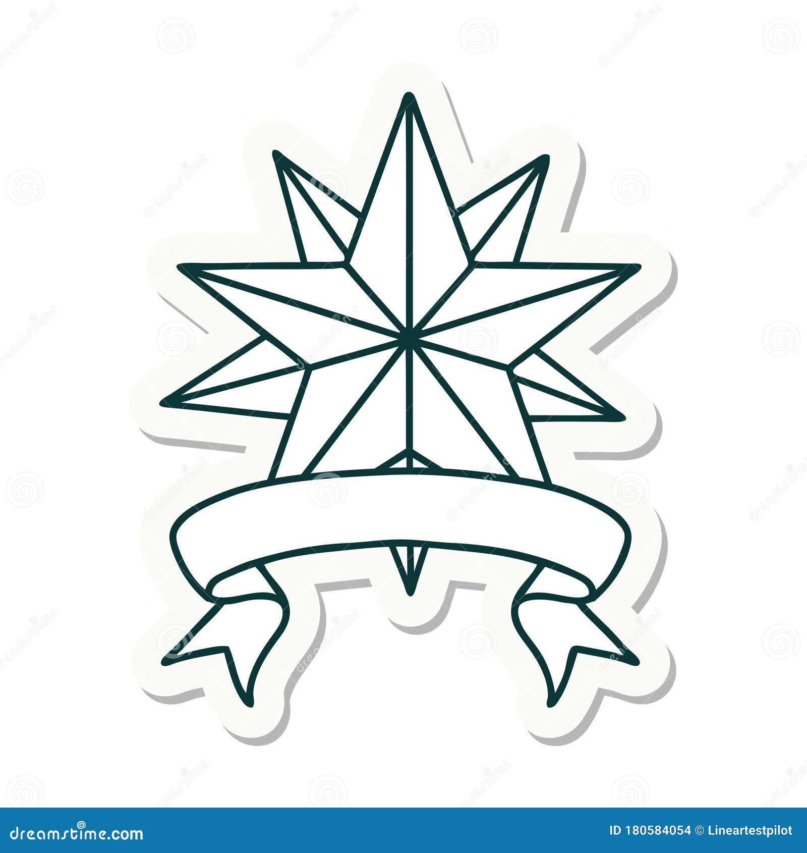 Tattoo Sticker with Banner of a Star Stock Vector - Illustration of ...