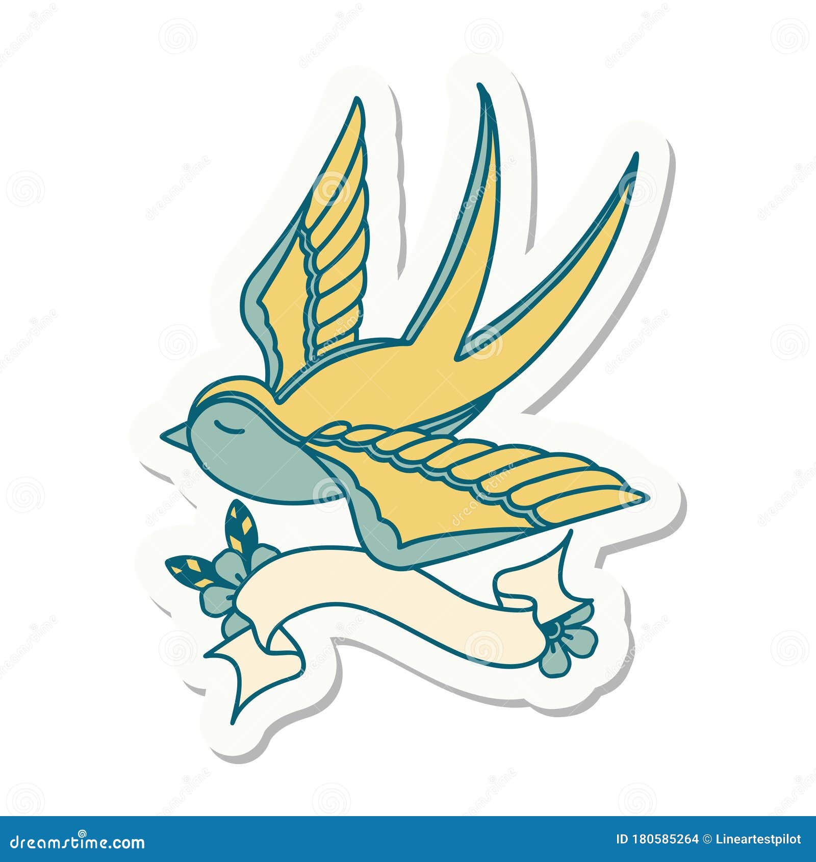 Tattoo Sticker with Banner of a Swallow Stock Vector - Illustration of ...