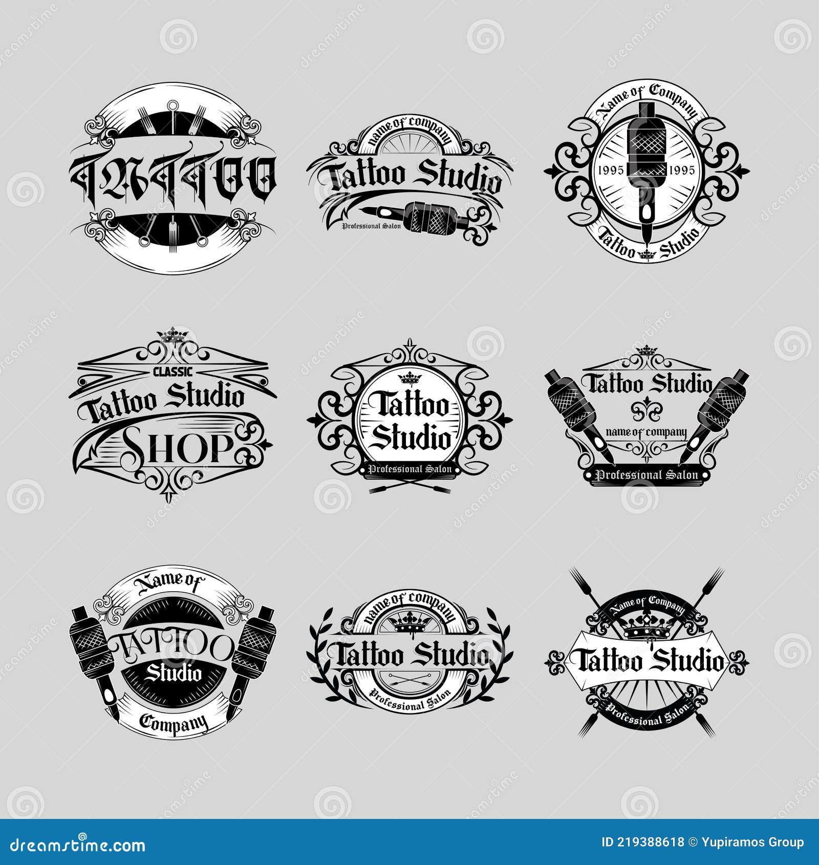 Tattoo studio badges stock vector. Illustration of template - 219388618