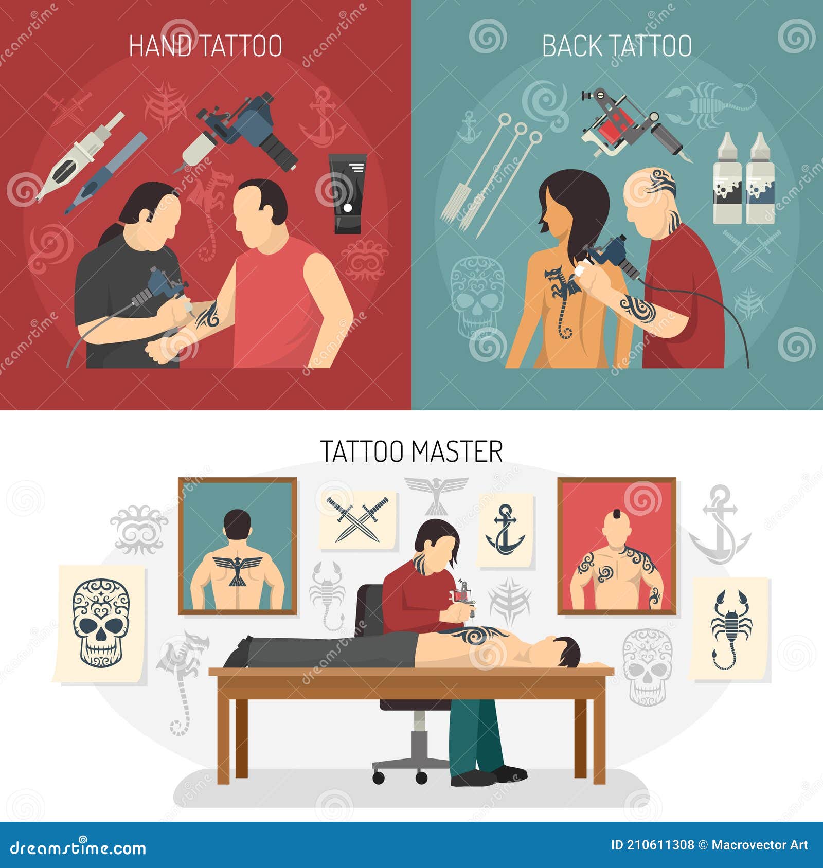 Tattoo Studio Design Concept Stock Vector - Illustration of person ...