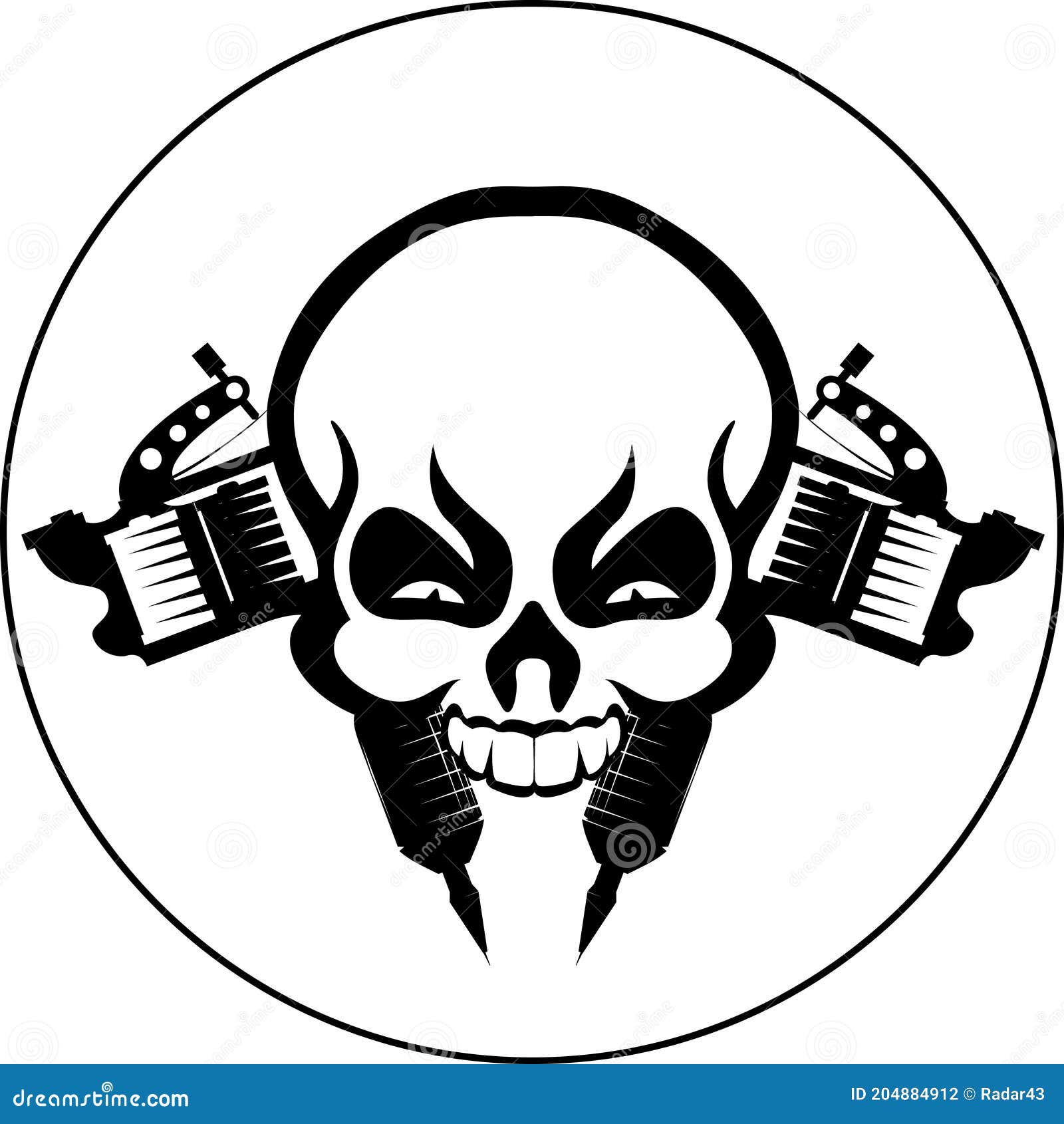 Tattoo Studio Emblem Skull Machines Icon Vector Stock Vector ...
