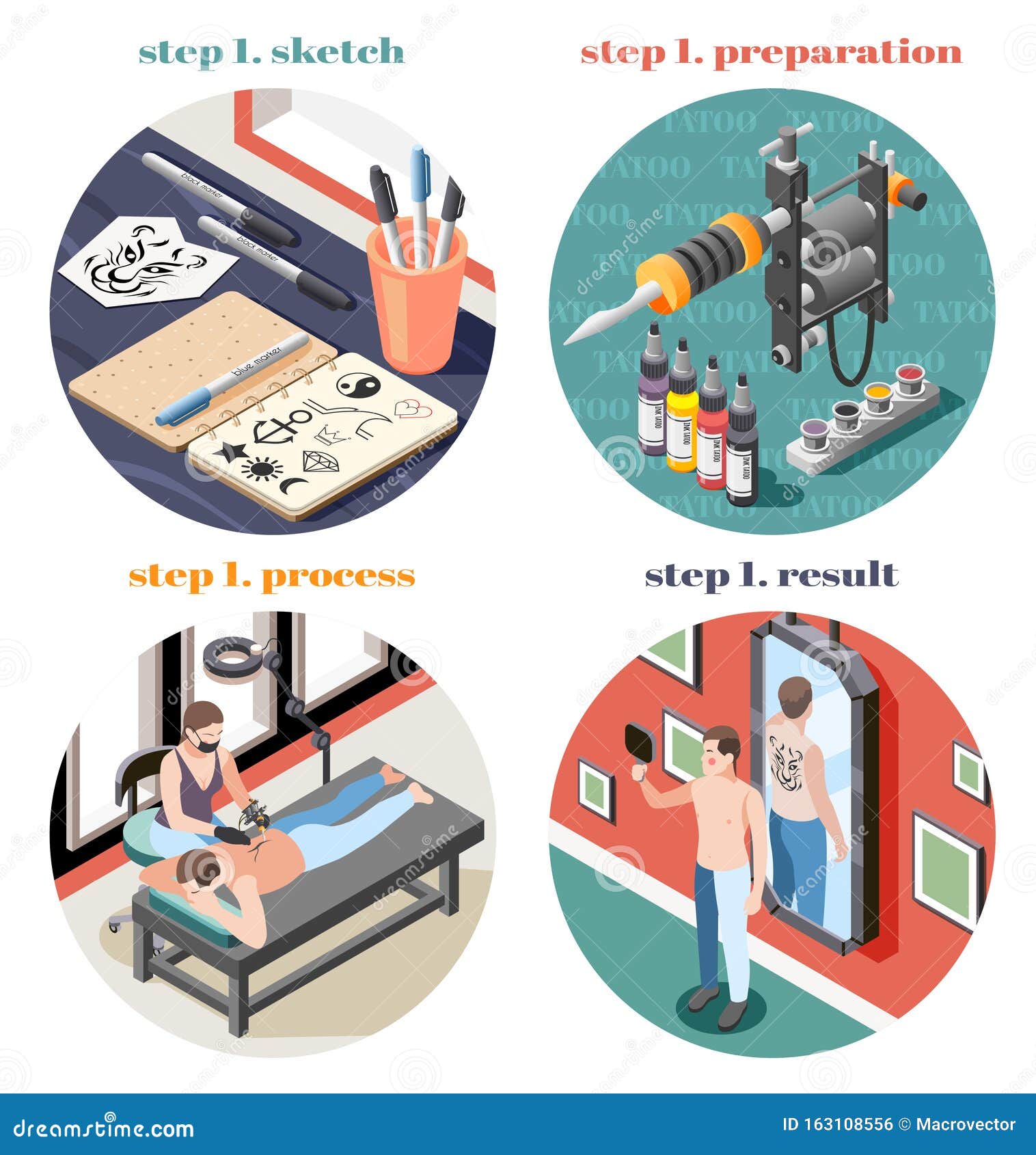 Tattoo Studio Isometric Concept Stock Vector - Illustration of ...