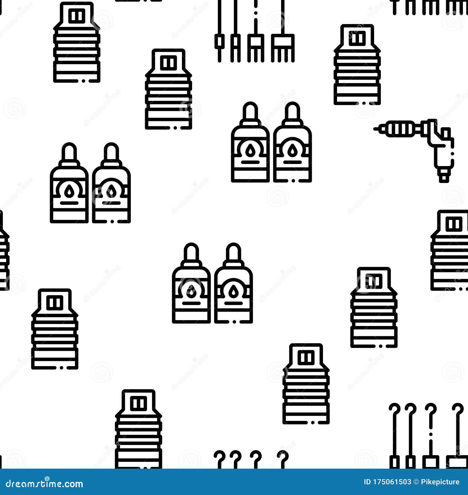 Tattoo Studio Tool Seamless Pattern Vector Stock Vector - Illustration ...