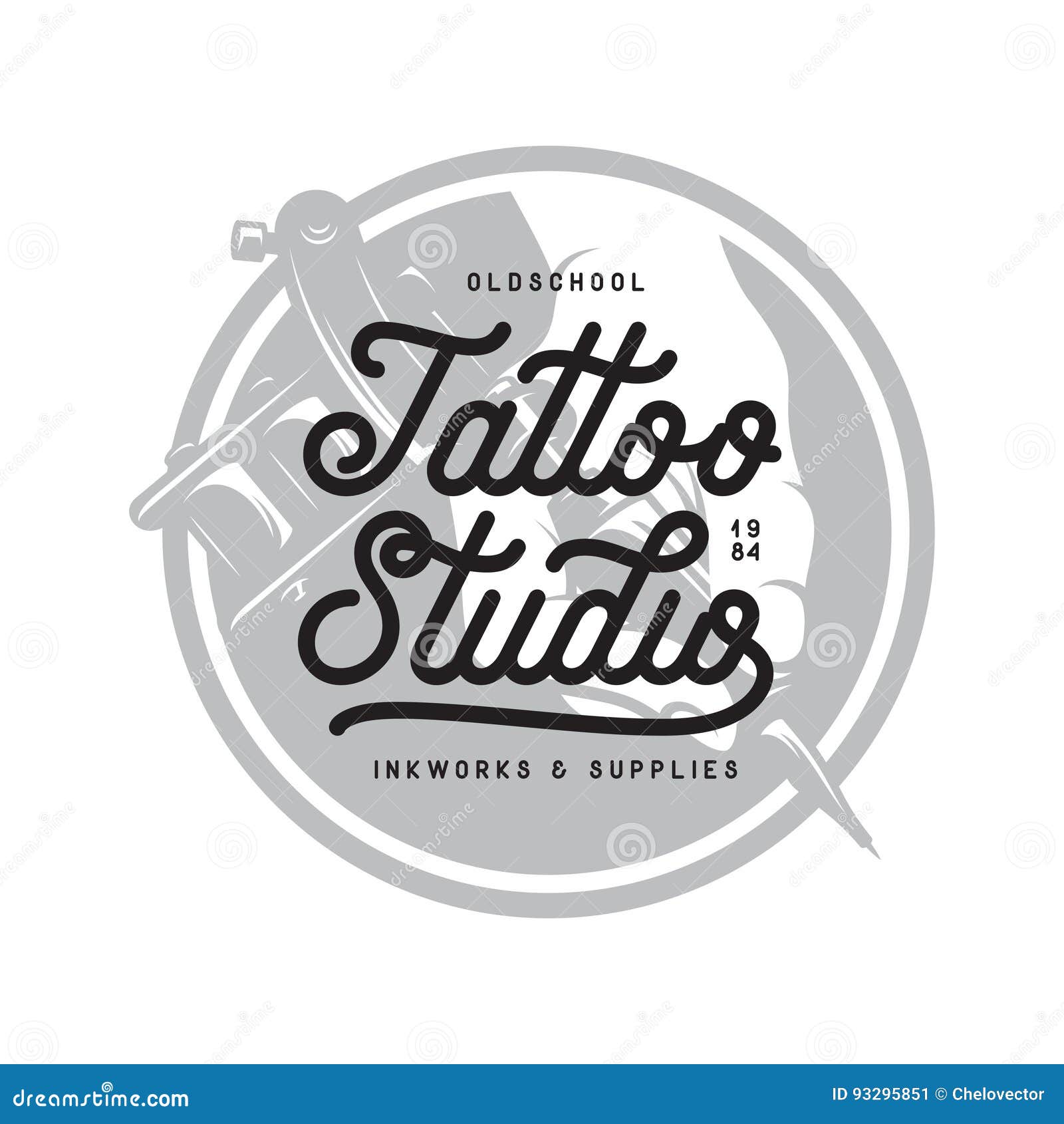 Tattoo Studio Typography Emblem. Vector Vintage Illustration. Stock ...