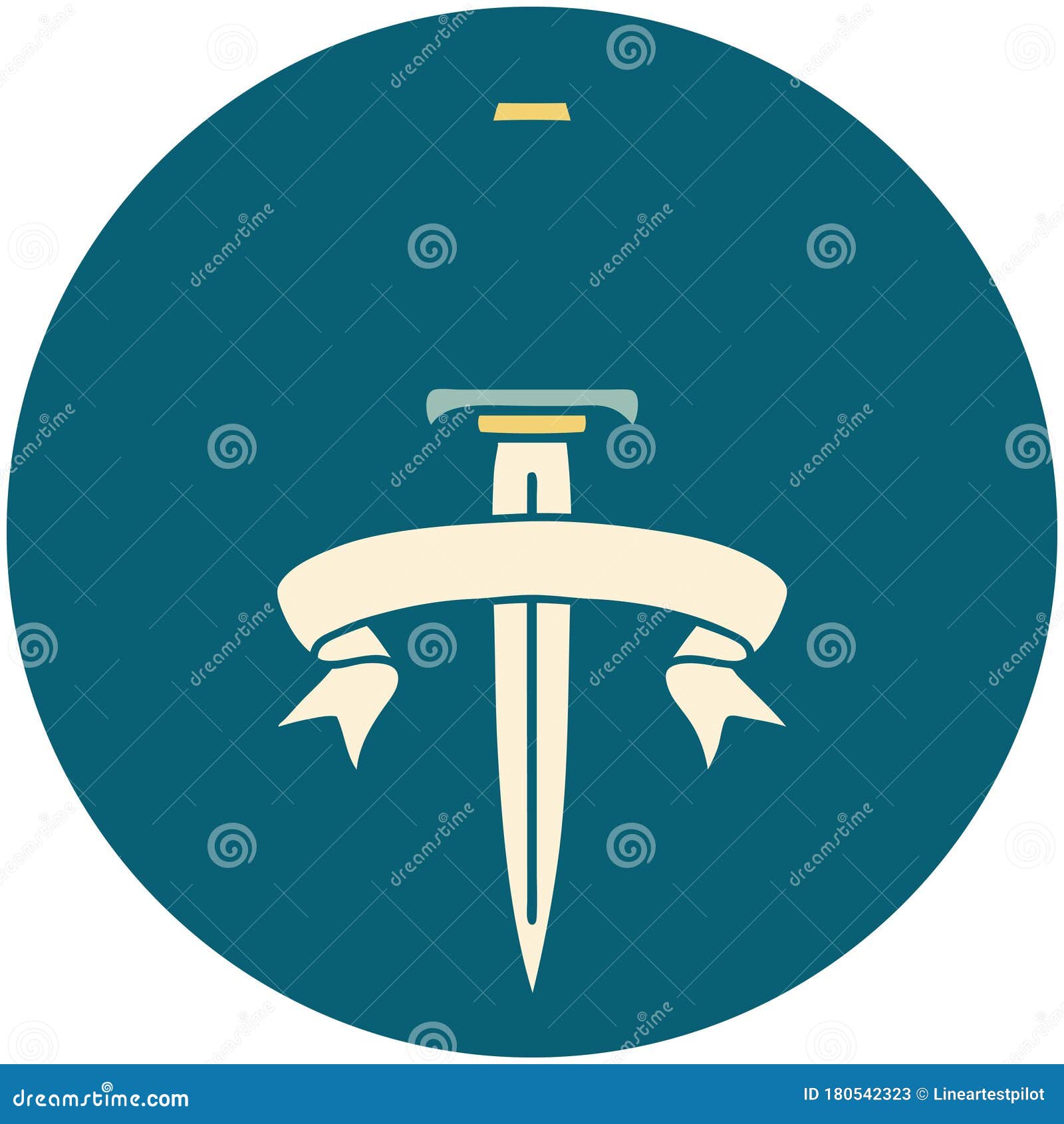 Icon with Banner of a Dagger Stock Vector - Illustration of retro ...