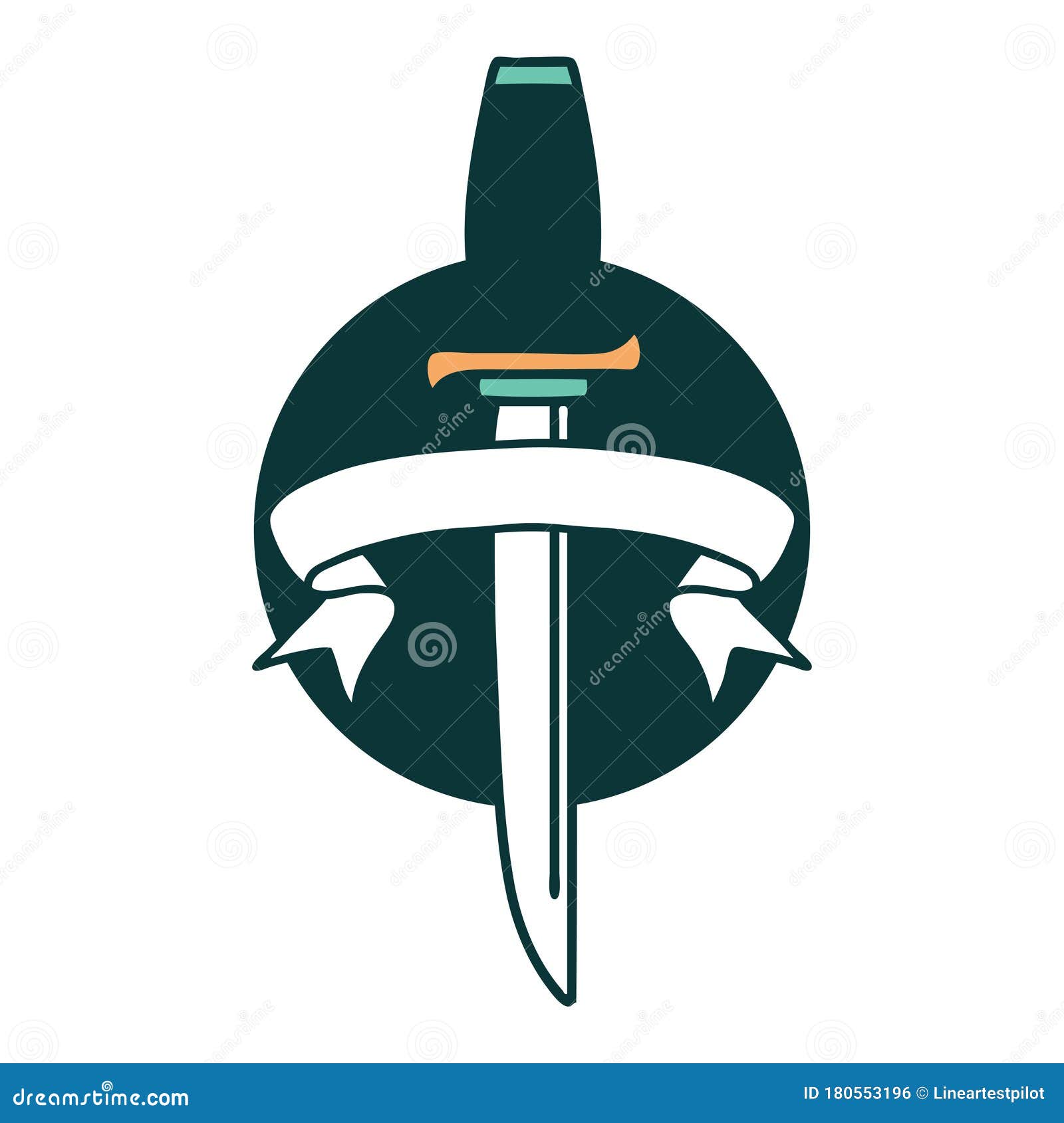 Icon with Banner of a Dagger Stock Vector - Illustration of retro ...