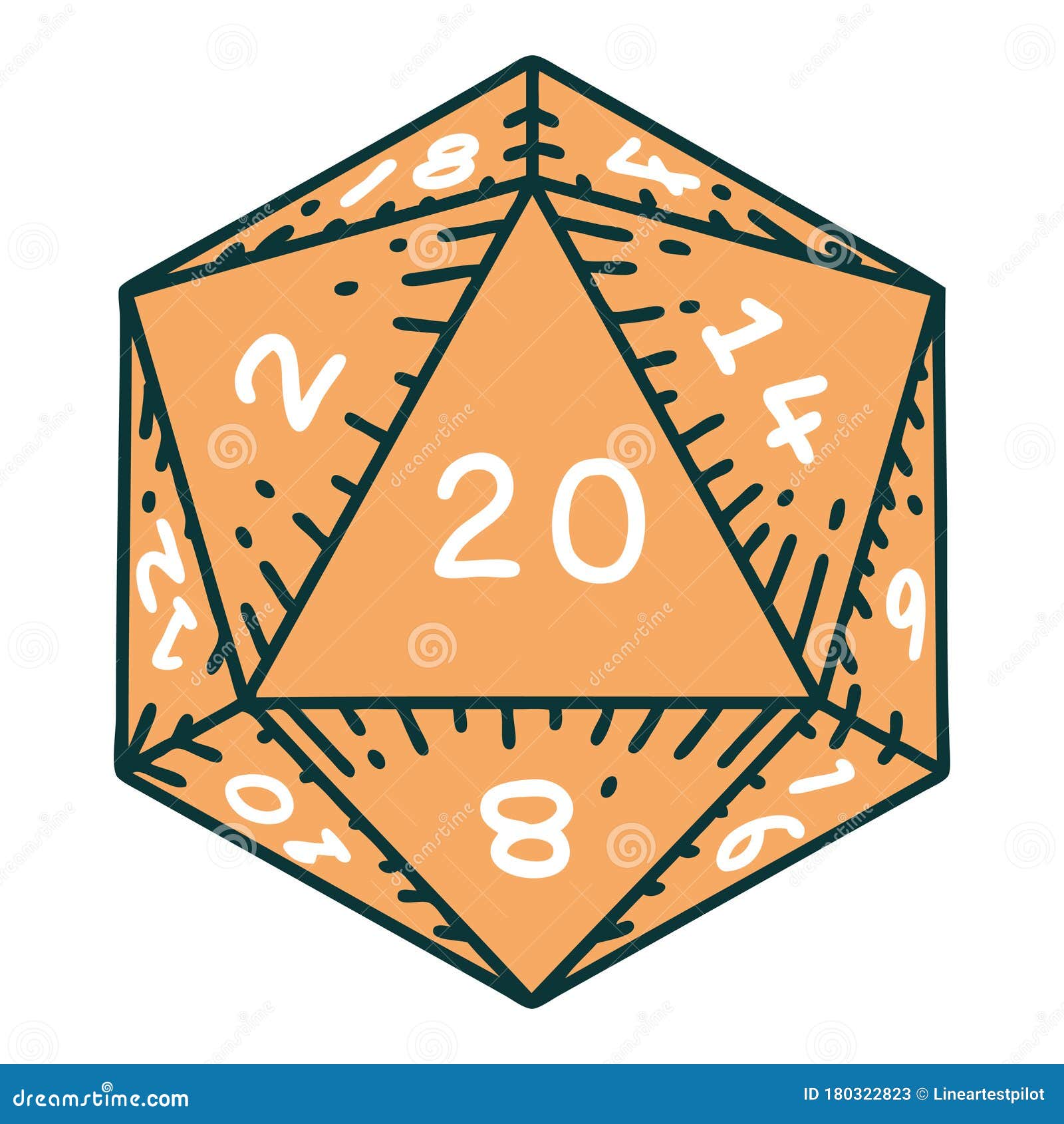 Tattoo Style Icon of a D20 Dice Stock Vector - Illustration of design ...