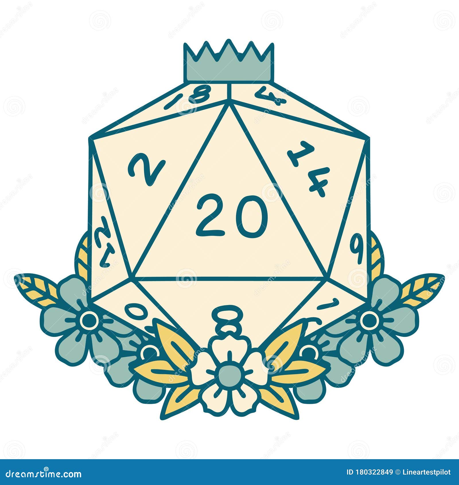 Tattoo style icon of a d20 stock vector. Illustration of roleplaying ...