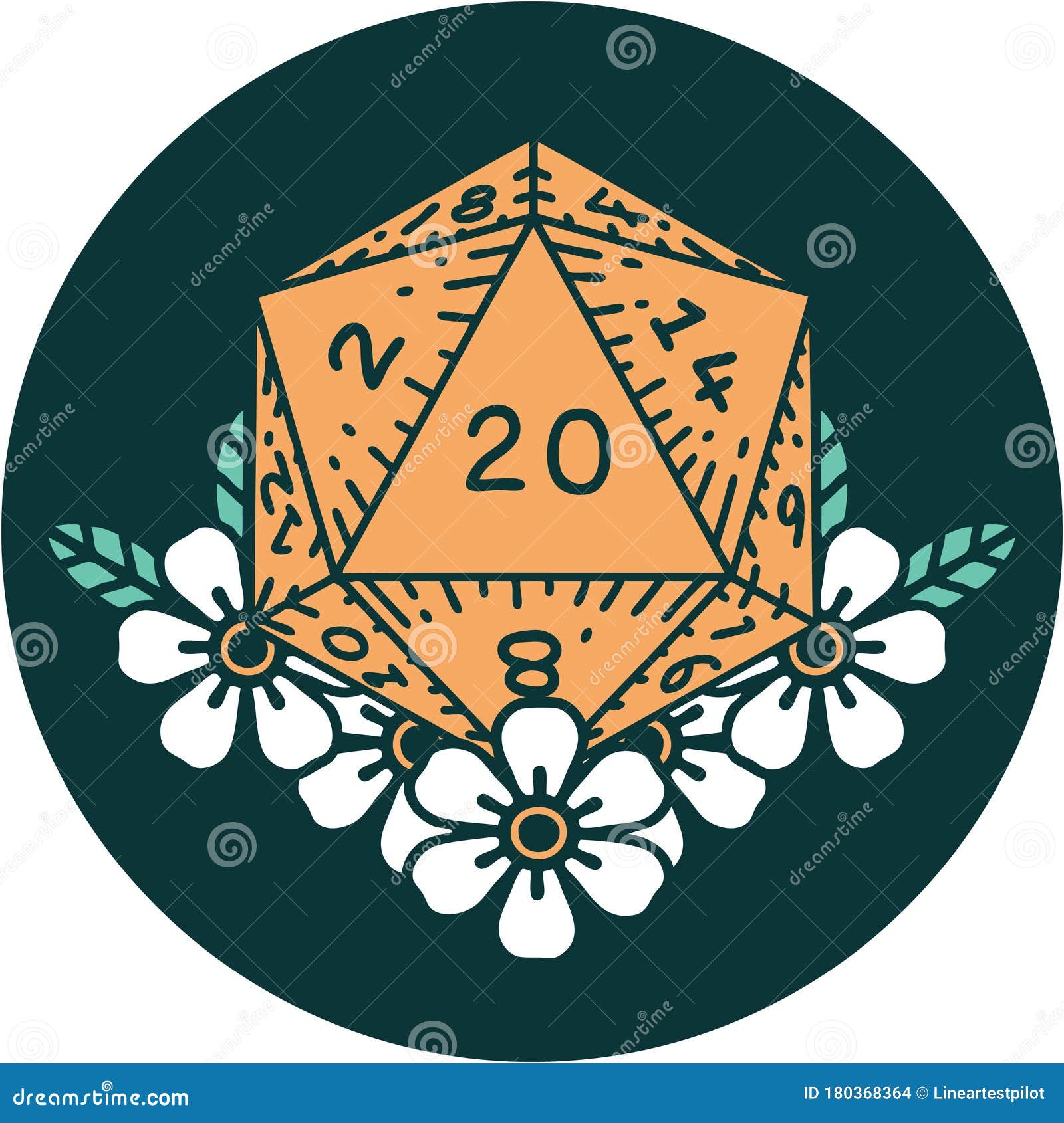 Tattoo style icon of a d20 stock vector. Illustration of dandd - 180368364 Tattoo style icon of a d20 stock vector. Illustration of dandd - 180368364