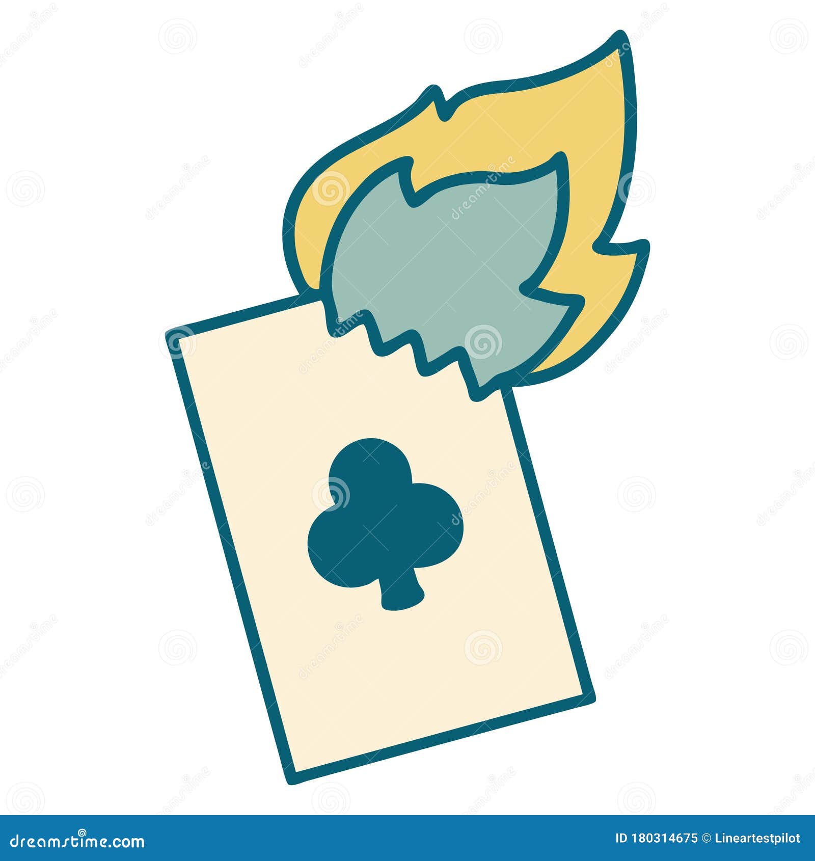 Tattoo Style Icon of a Flaming Card Stock Vector - Illustration of ...