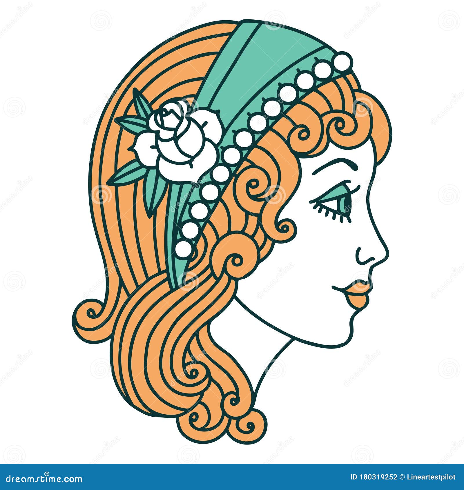 Tattoo Style Icon of a Gypsy Head Stock Vector - Illustration of ...
