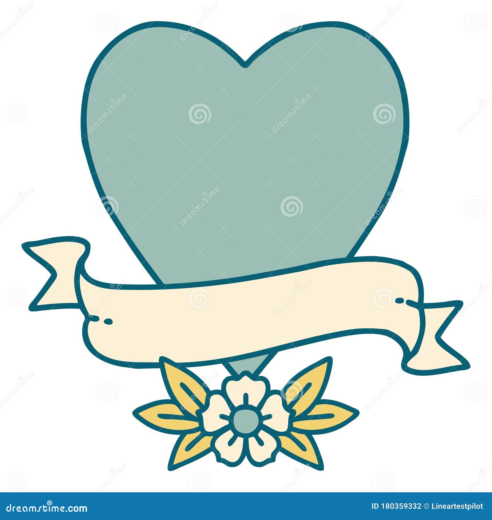 Tattoo Style Icon of a Heart and Banner Stock Vector - Illustration of ...