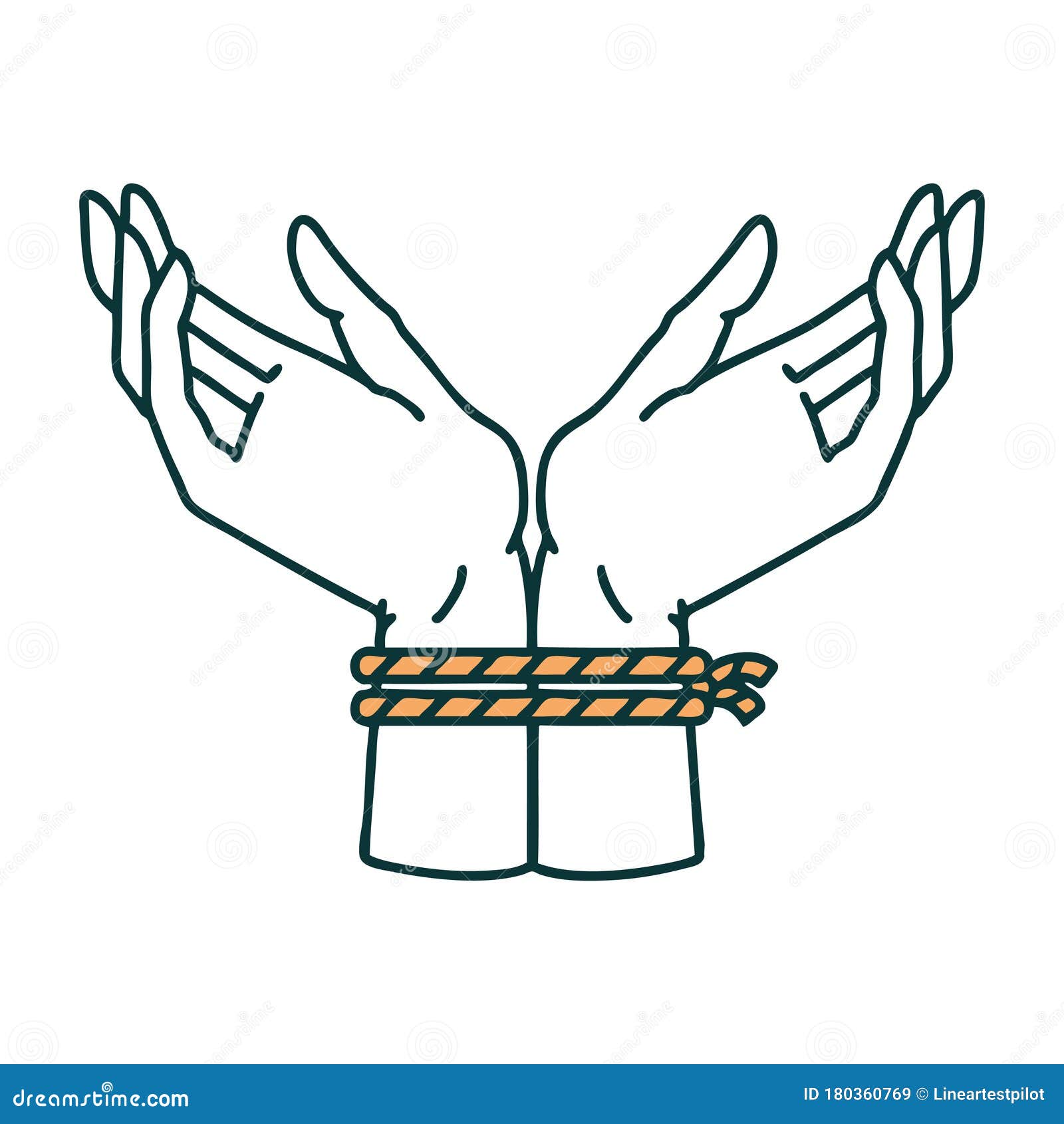 Tattoo Style Icon of a Pair of Tied Hands Stock Vector - Illustration ...