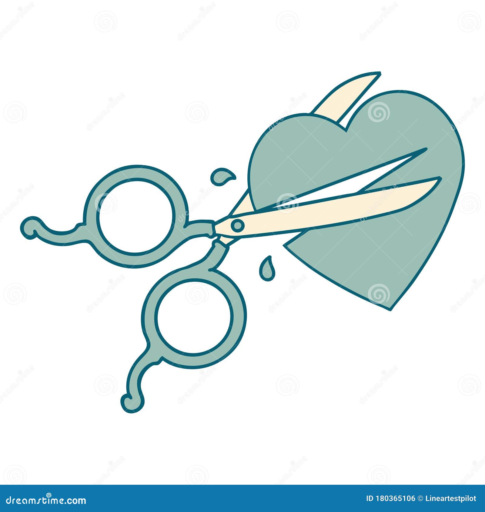 Tattoo Style Icon of Scissors Cutting a Heart Stock Vector ...