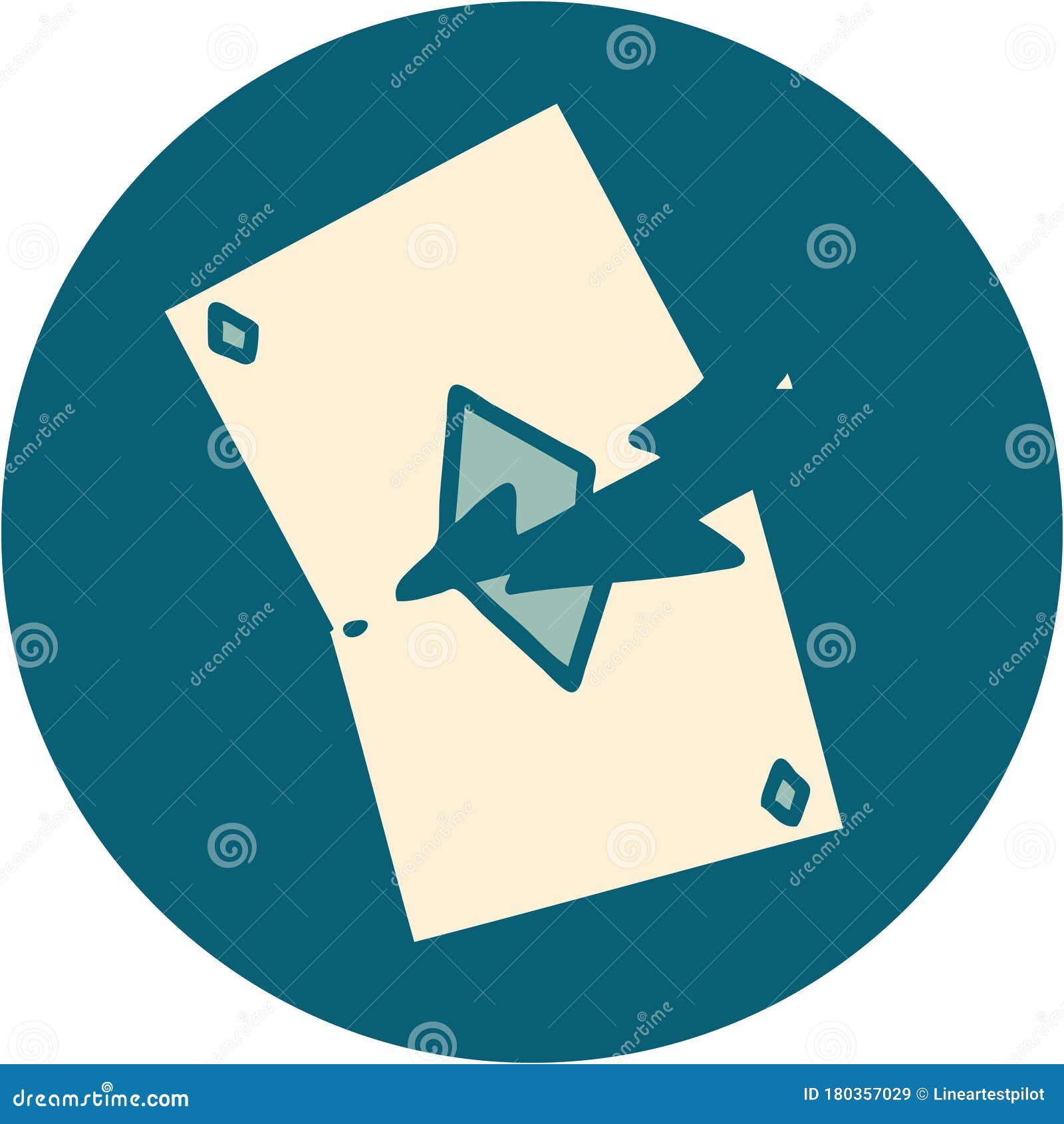 Tattoo Style Icon of a Torn Card Stock Vector - Illustration of symbol ...