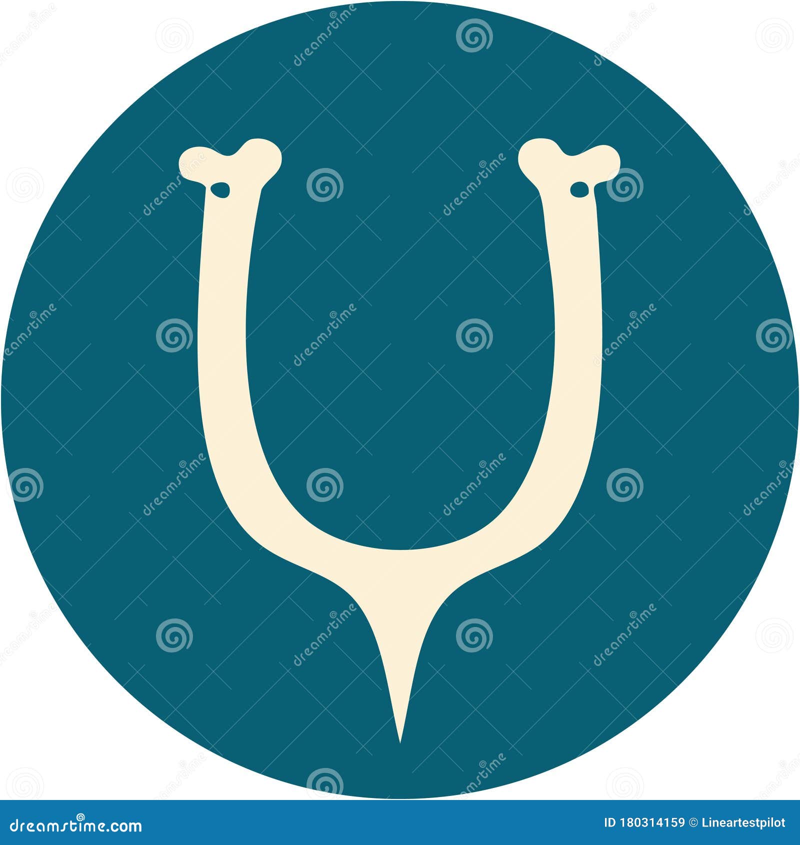 Tattoo Style Icon of a Wish Bone Stock Vector - Illustration of sign ...