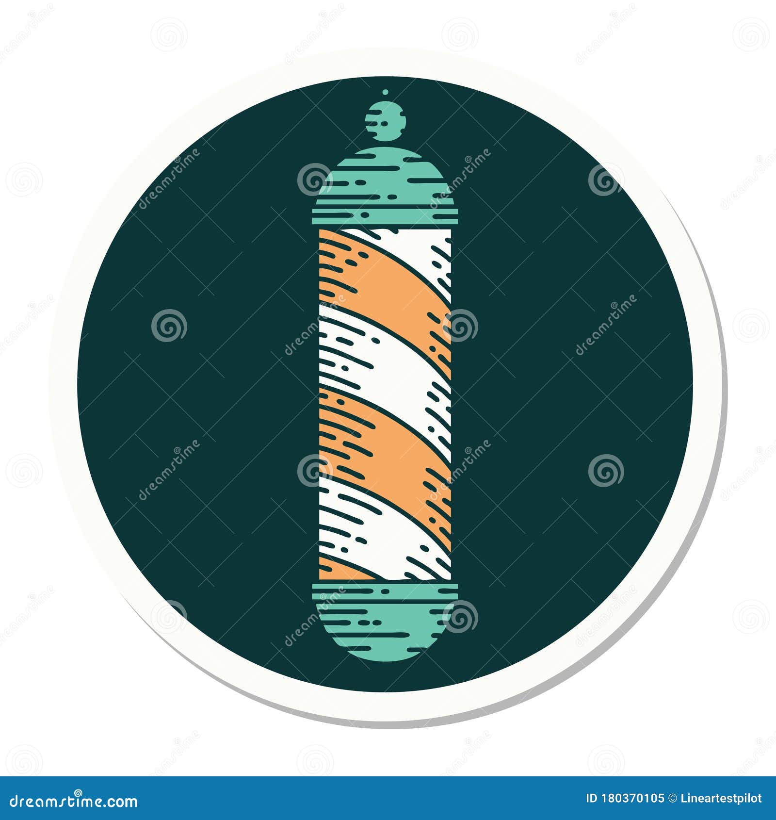 Tattoo Style Sticker of a Barbers Pole Stock Vector - Illustration of ...