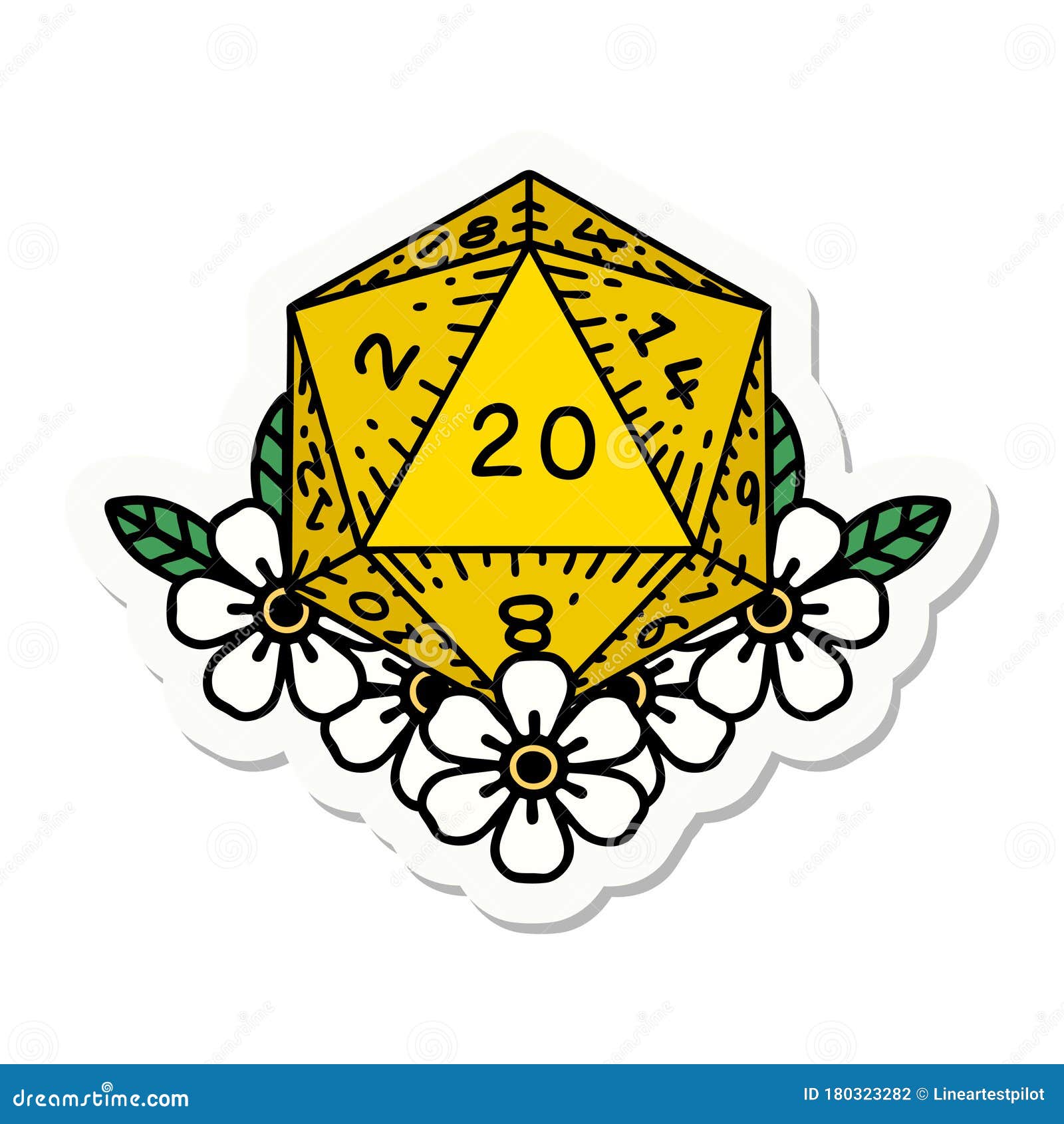 Tattoo Style Sticker of a D20 Stock Vector - Illustration of dice ...