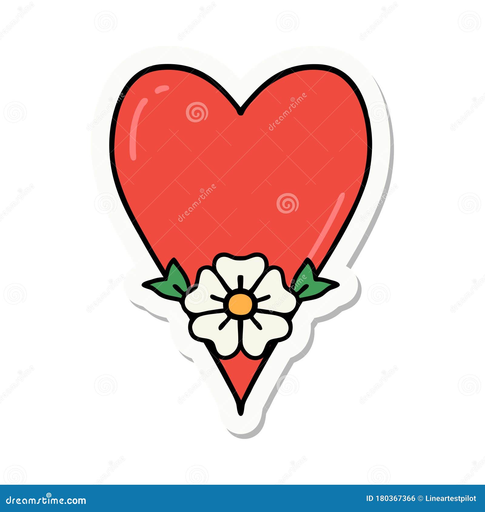 Tattoo Style Sticker of a Heart and Flower Stock Vector - Illustration ...
