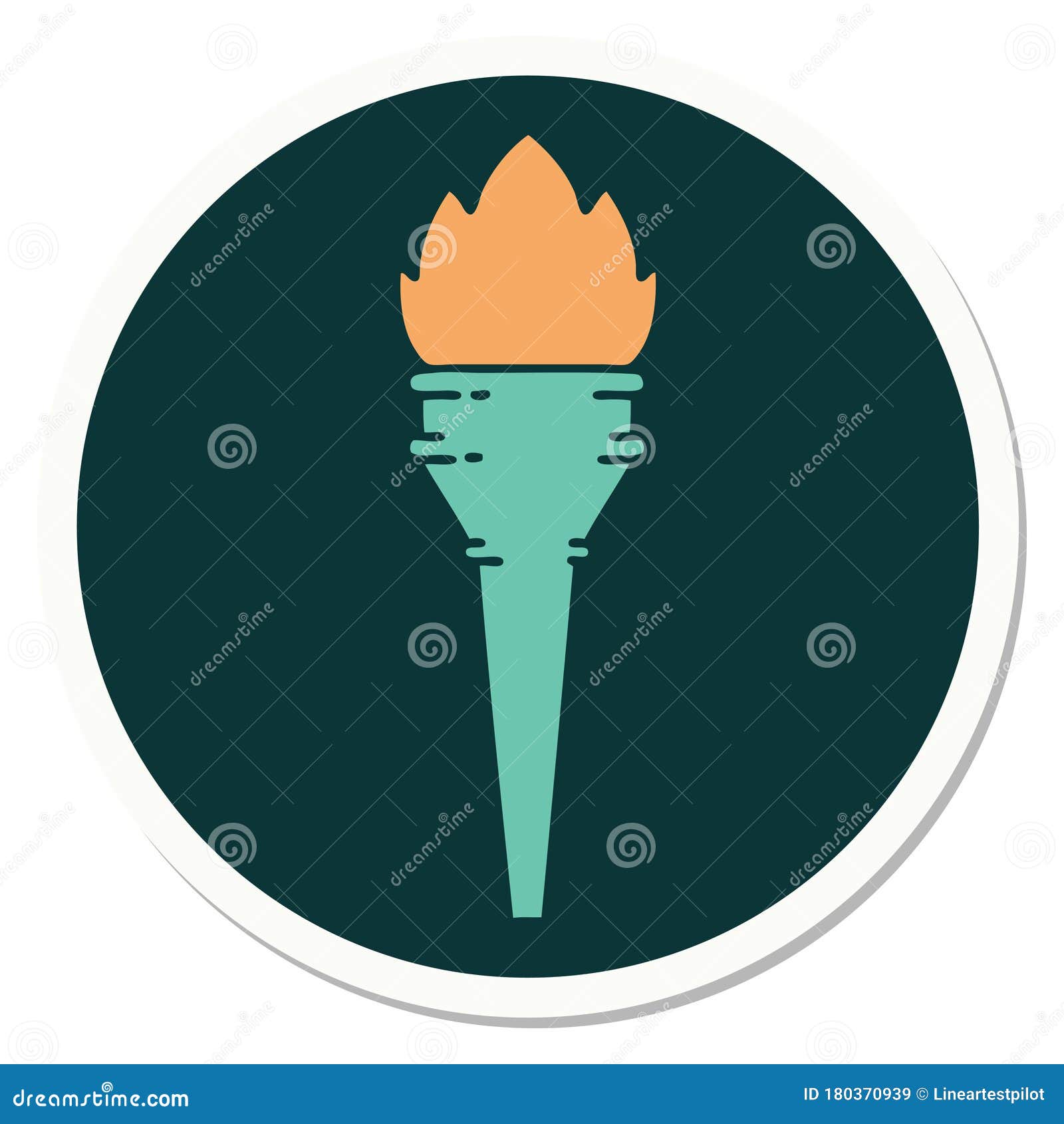 Tattoo Style Sticker of a Lit Torch Stock Vector - Illustration of fire ...