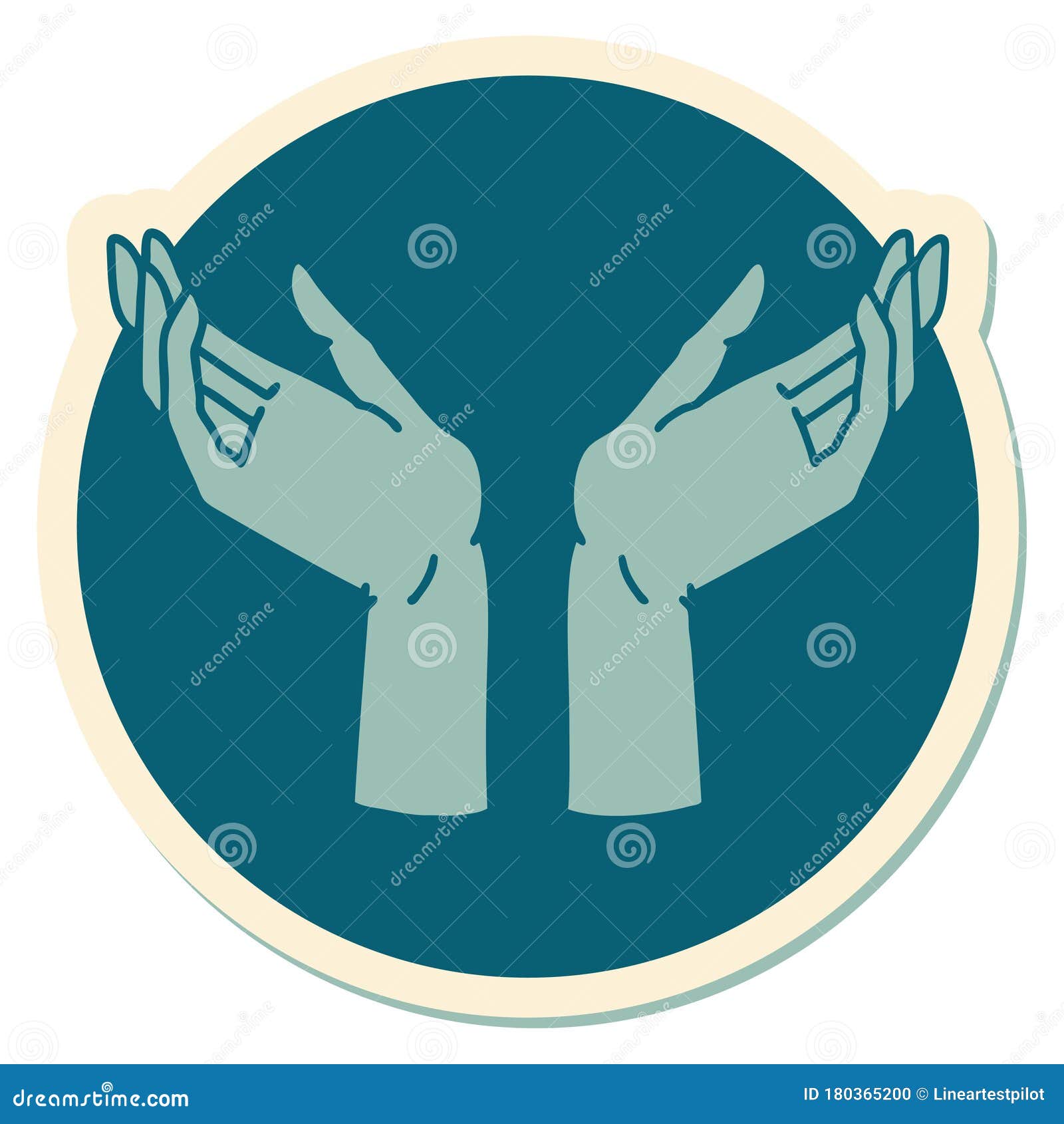 Tattoo Style Sticker of Open Hands Stock Vector - Illustration of open ...
