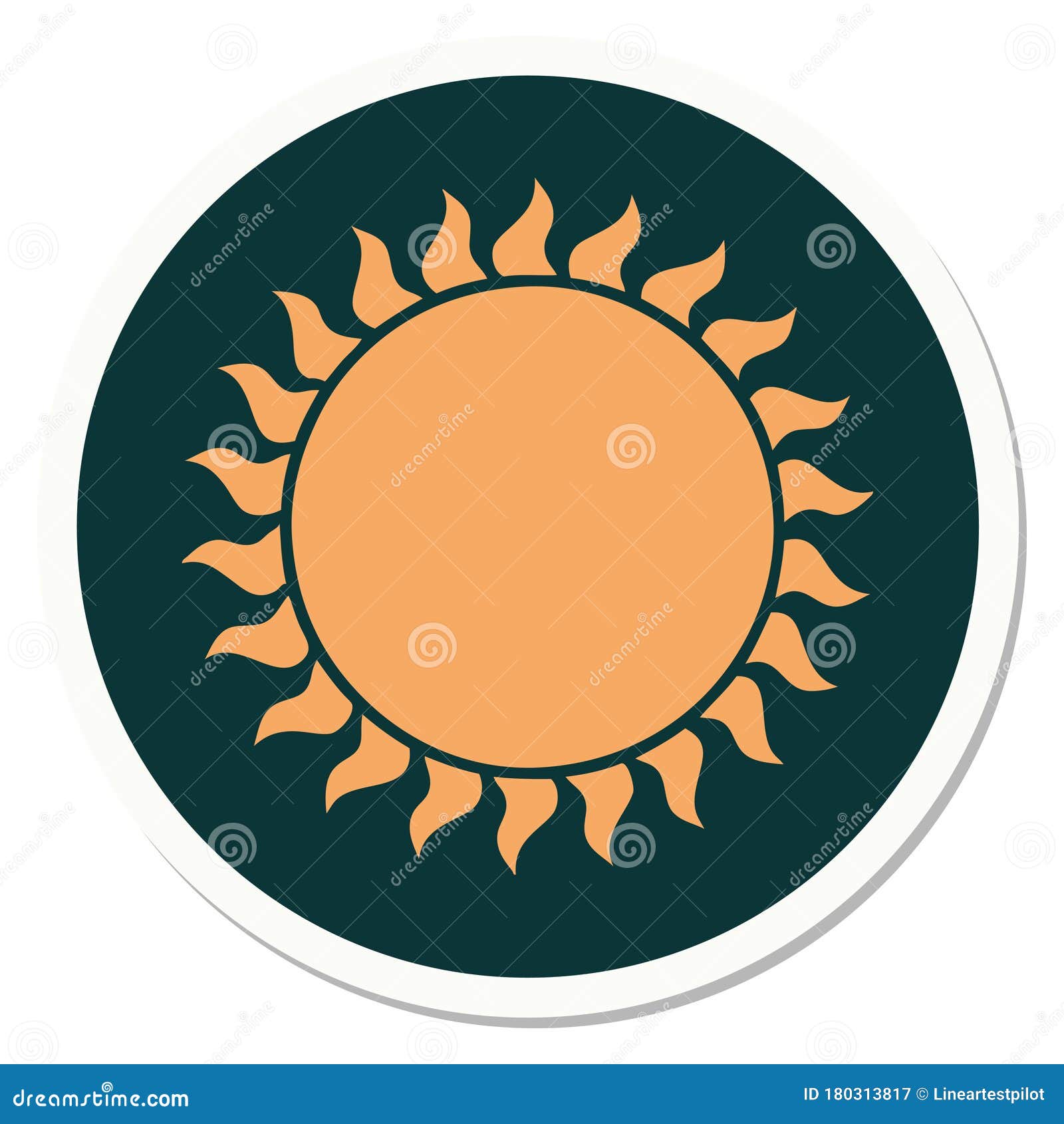 Tattoo Style Sticker of a Sun Stock Vector - Illustration of symbol ...