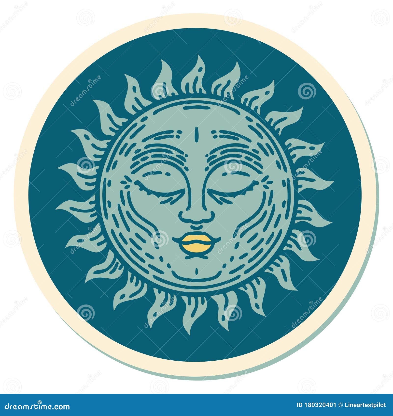 Tattoo Style Sticker of a Sun Stock Vector - Illustration of tattoo ...