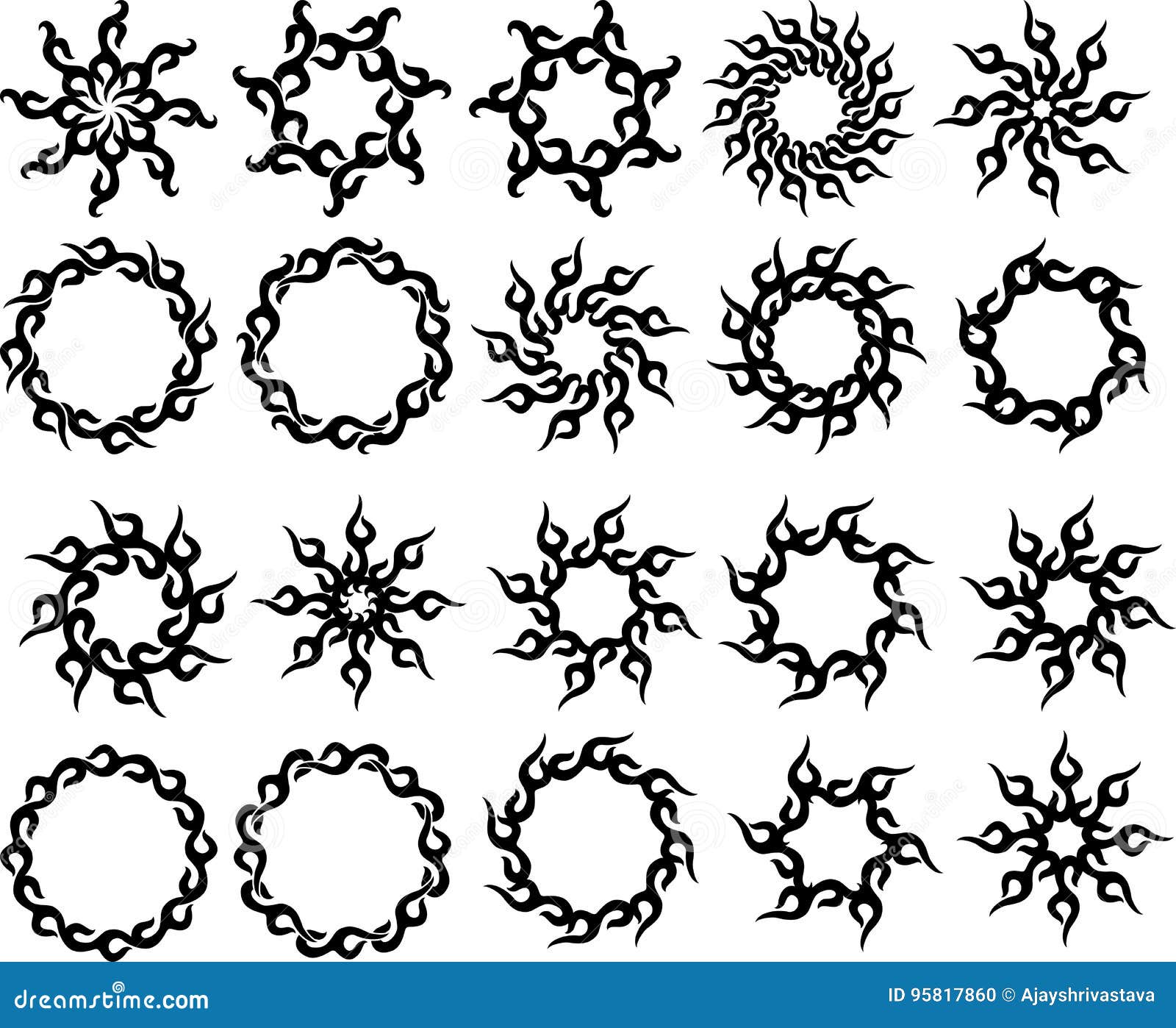 Tattoo Sun, Flame Tribal Design Stock Illustration - Illustration of ...