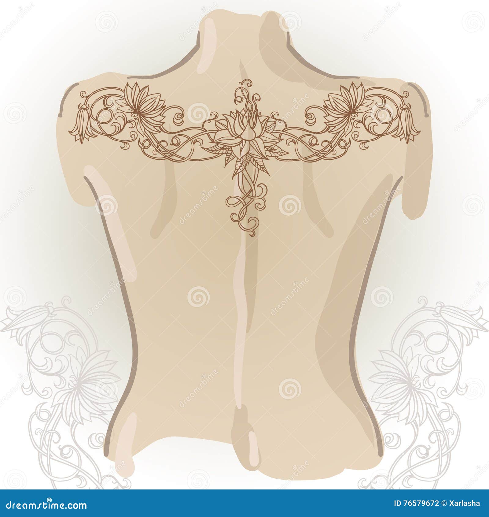 Tattoo Template with Floral Elements Stock Vector - Illustration of ...