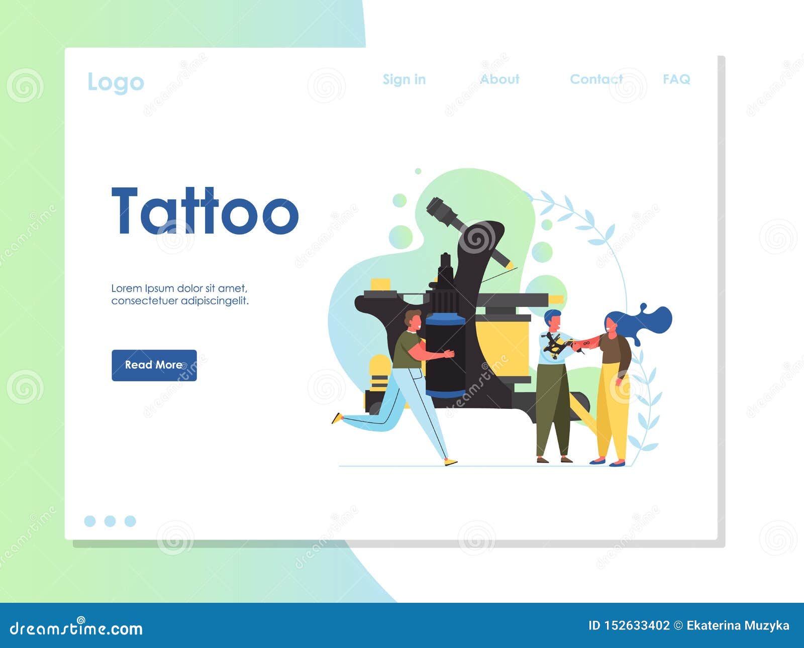 Tattoo Vector Website Landing Page Design Template Stock Vector ...