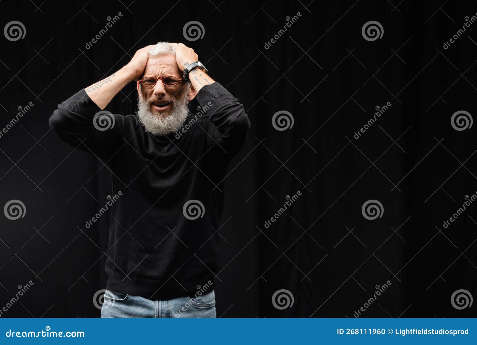 Tattooed Actor with Depressed Face Expression Stock Photo - Image of ...