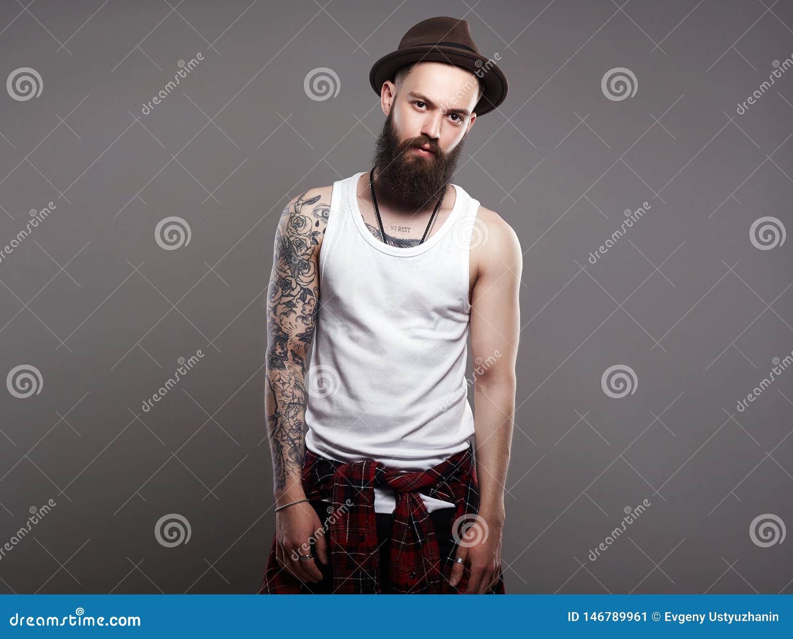 Tattooed Handsome Bearded Man in Hat Stock Image - Image of dude, cool ... Tattooed Handsome Bearded Man in Hat Stock Image - Image of dude, cool ...