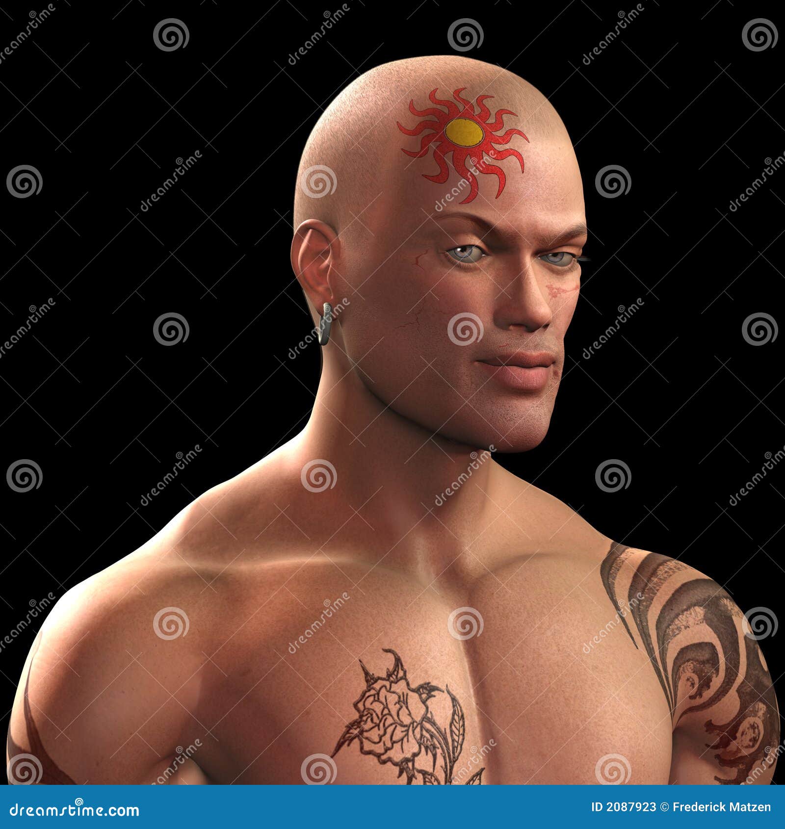 Tattooed man stock illustration. Illustration of saturnine - 2087923
