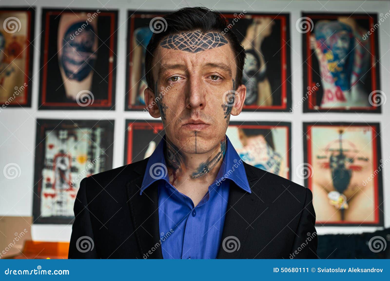 Tattooed Man in Black Jacket and Shirt Stock Image - Image of culture ...