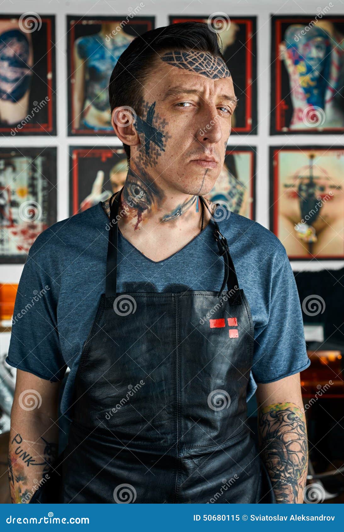 Tattooed man in studio stock image. Image of human, hand - 50680115