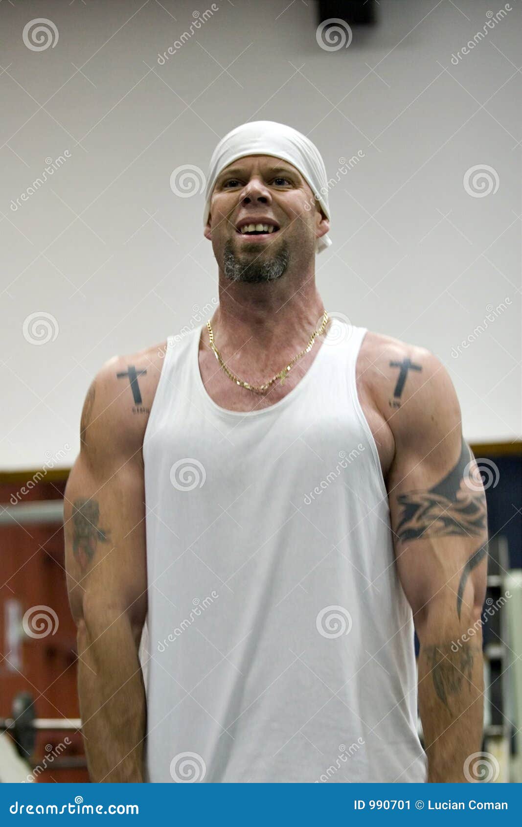 Tattooed man training stock image. Image of trains, single - 990701