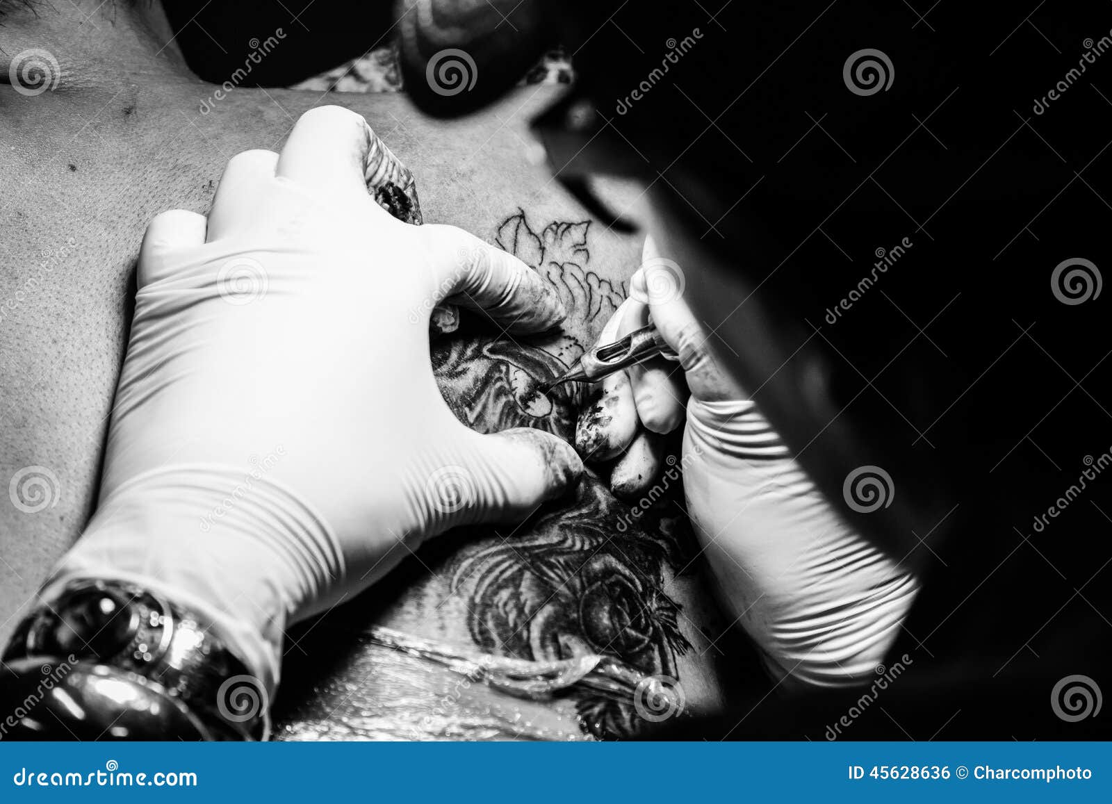 Tattooer Showing Process Of Making A Tattoo Royalty-Free Stock Image ...