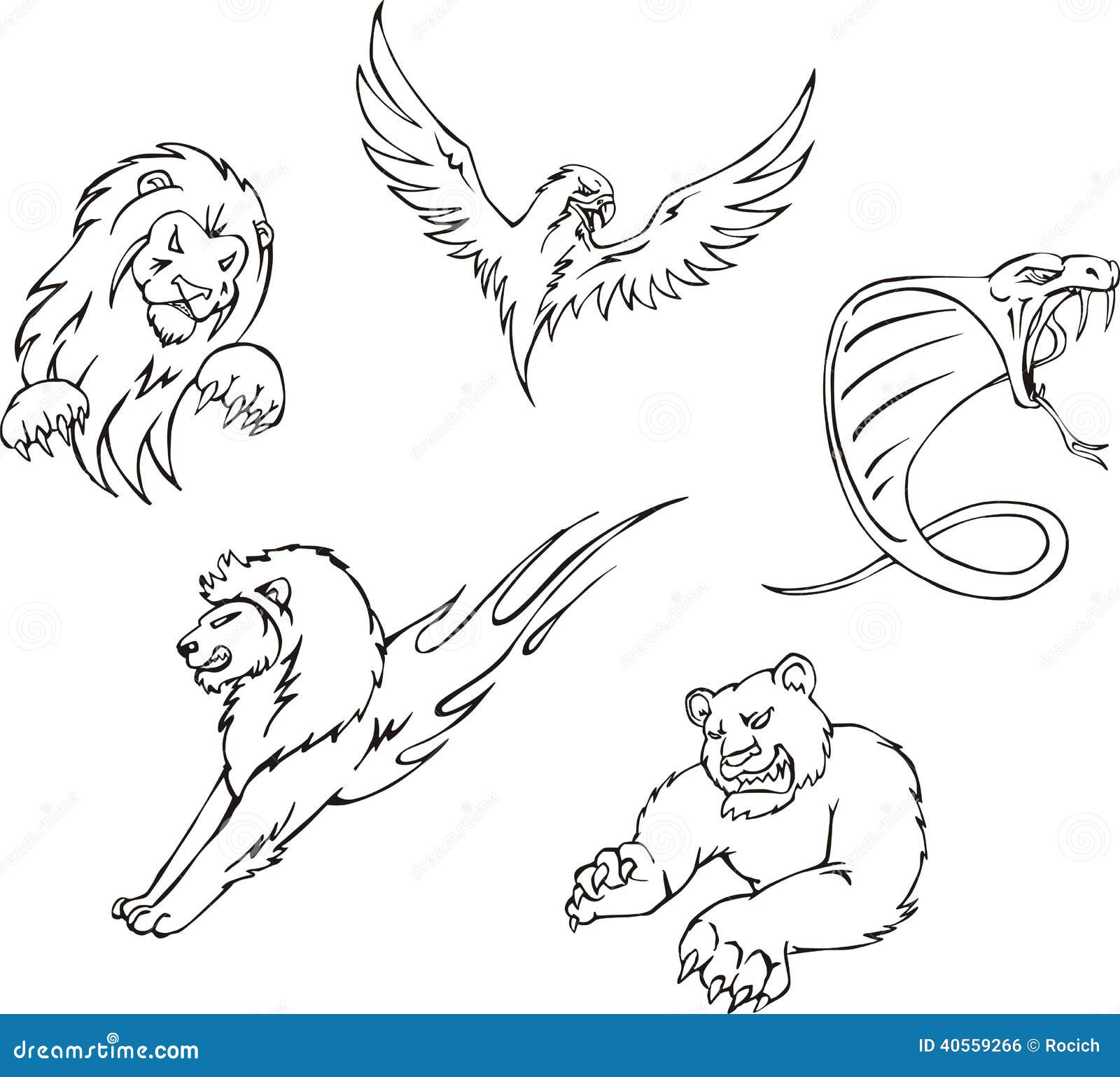 Predator Animals Set Vector Illustration Isolated On White Background ...