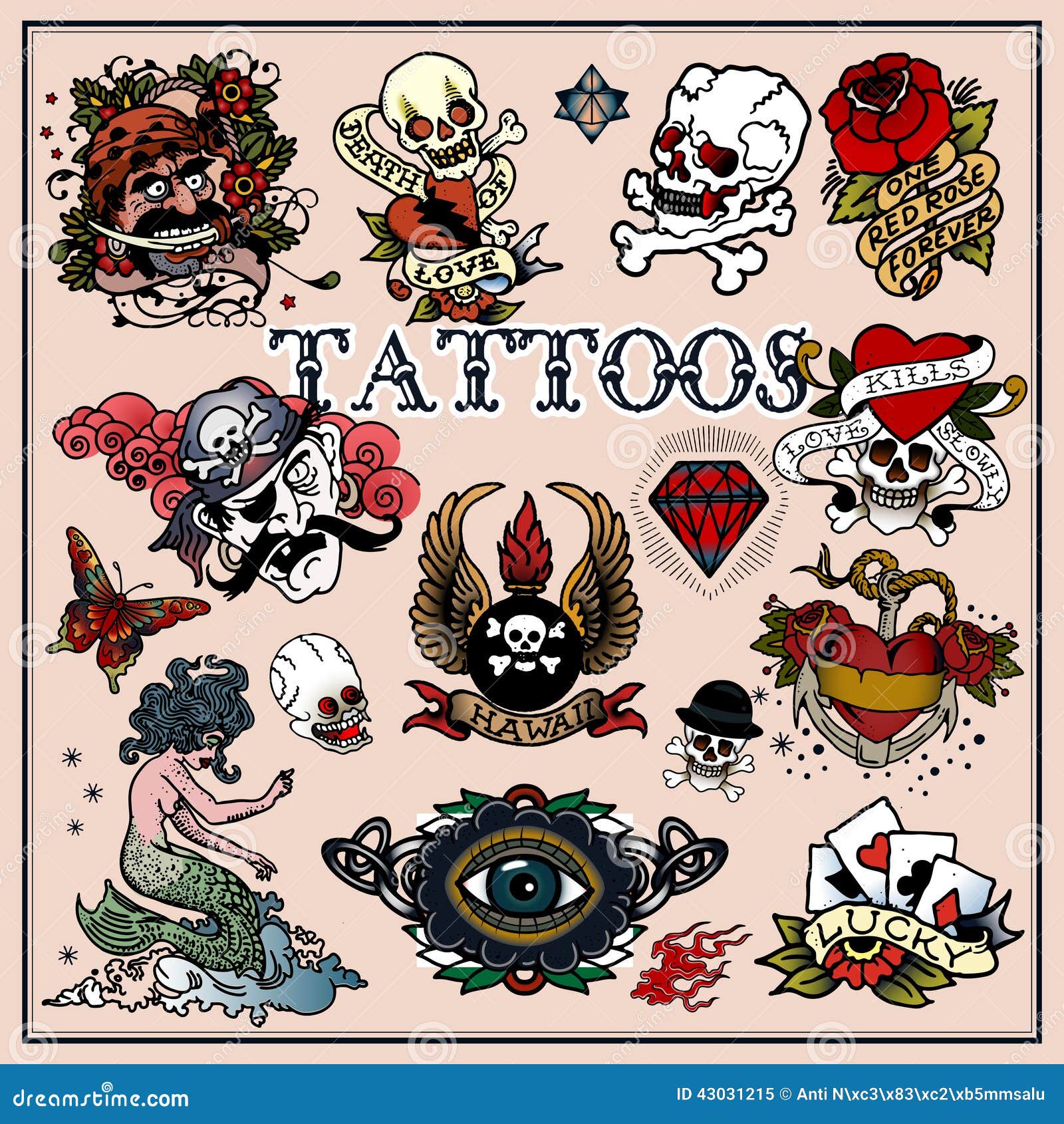 Tattoos Cartoon Vector | CartoonDealer.com #3872875