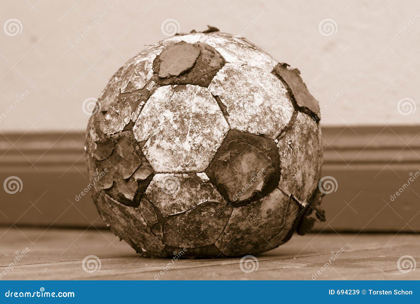 Tatty old soccer ball stock image. Image of football, worn - 694239