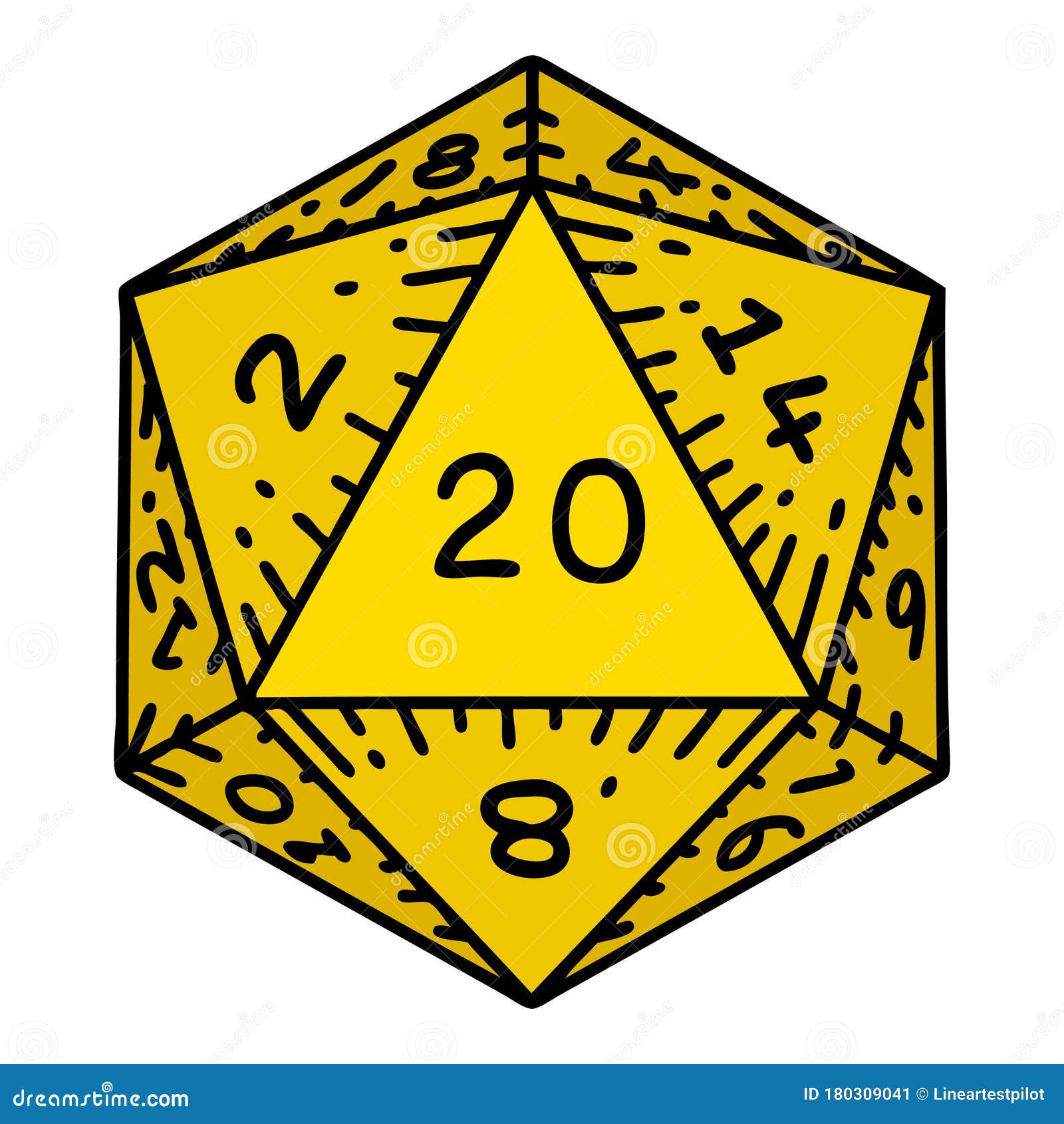 Tatuagem Tradicional De Um Dado D20 Ilustração do Vetor - Ilustração de ...